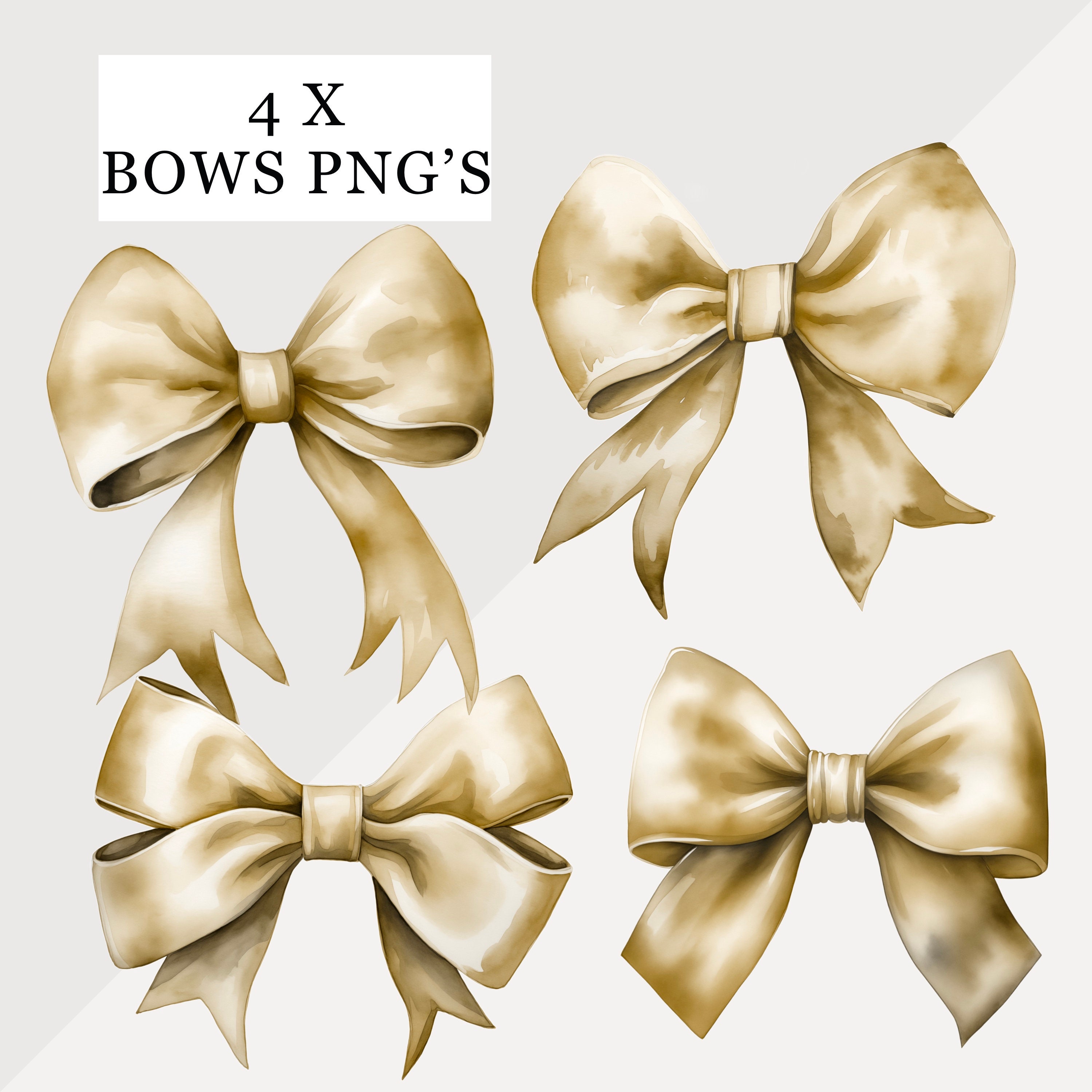 Watercolor Bow Clipart Set, Beige Bow Png, Transparent PNG, Png Clipart ...