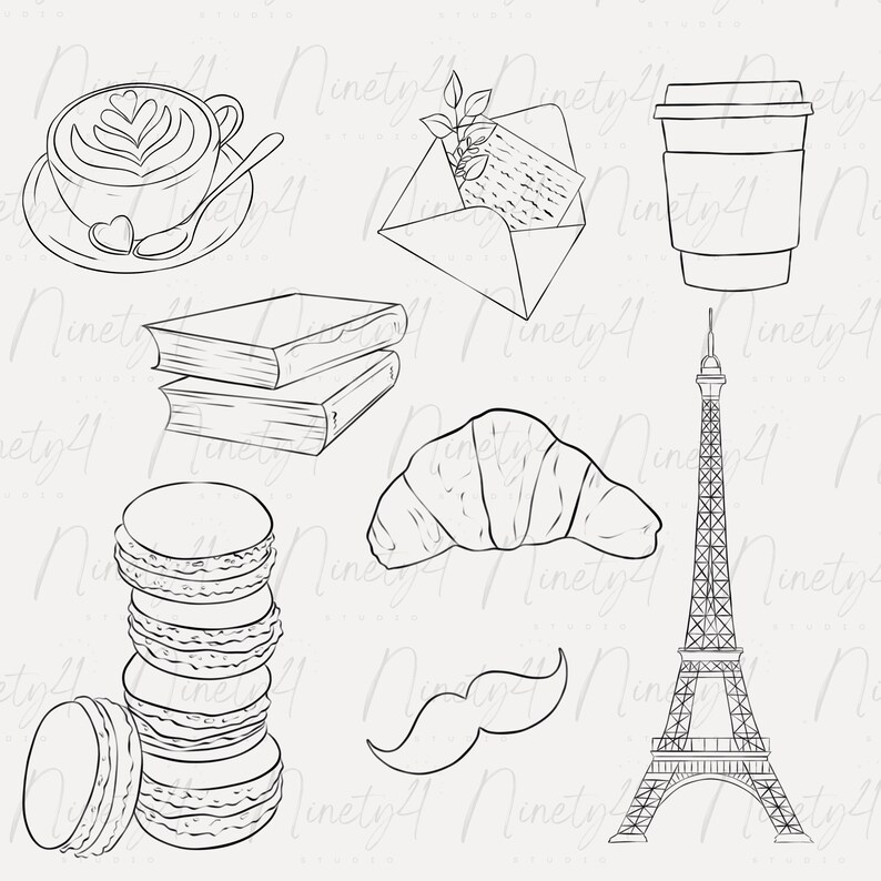 Paris Line Clipart | France Png | Commercial Use | Paris Png | Instant ...