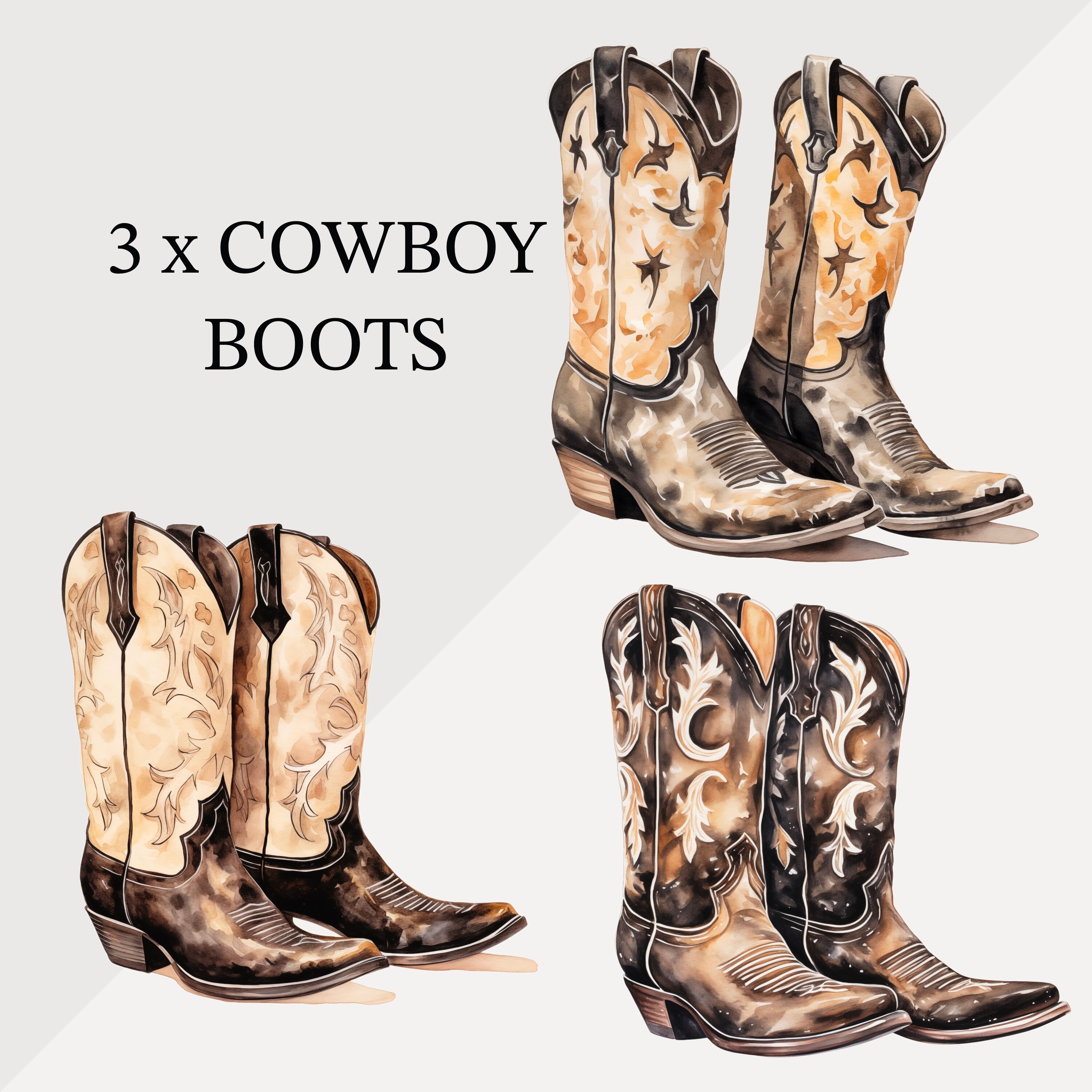Watercolor Cowboy Boots Cowboy Boots PNG Transparent PNG - Etsy