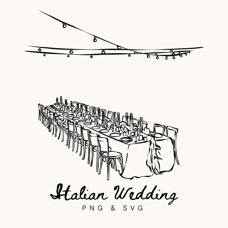 Italian Wedding Reception Line Art Illustration (PNG, SVG) - Etsy