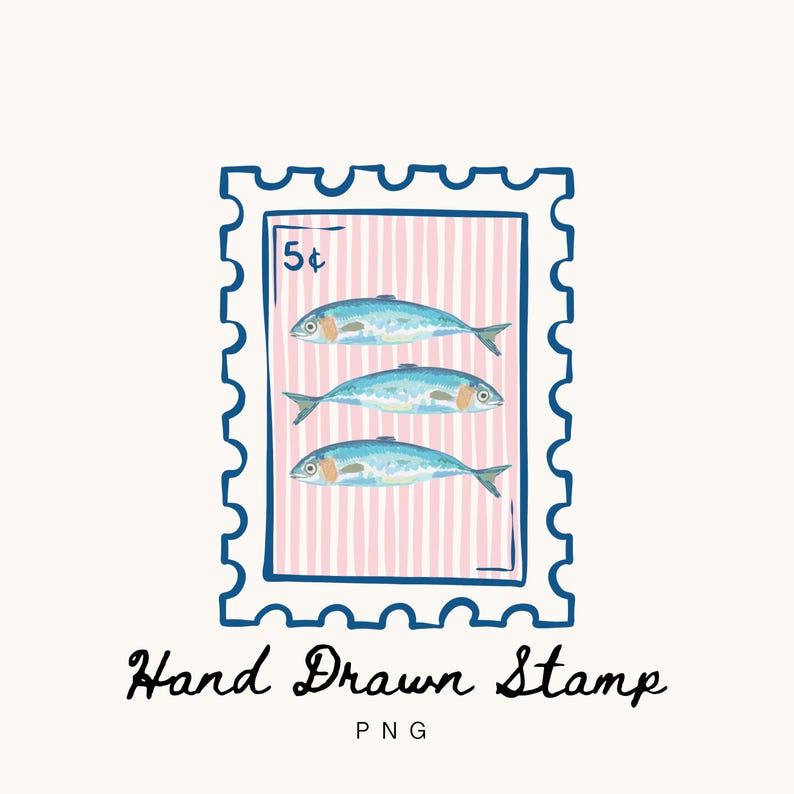Sardines Stamp Png Fisherman Aesthetic Sublimation Sardine Png Hand ...