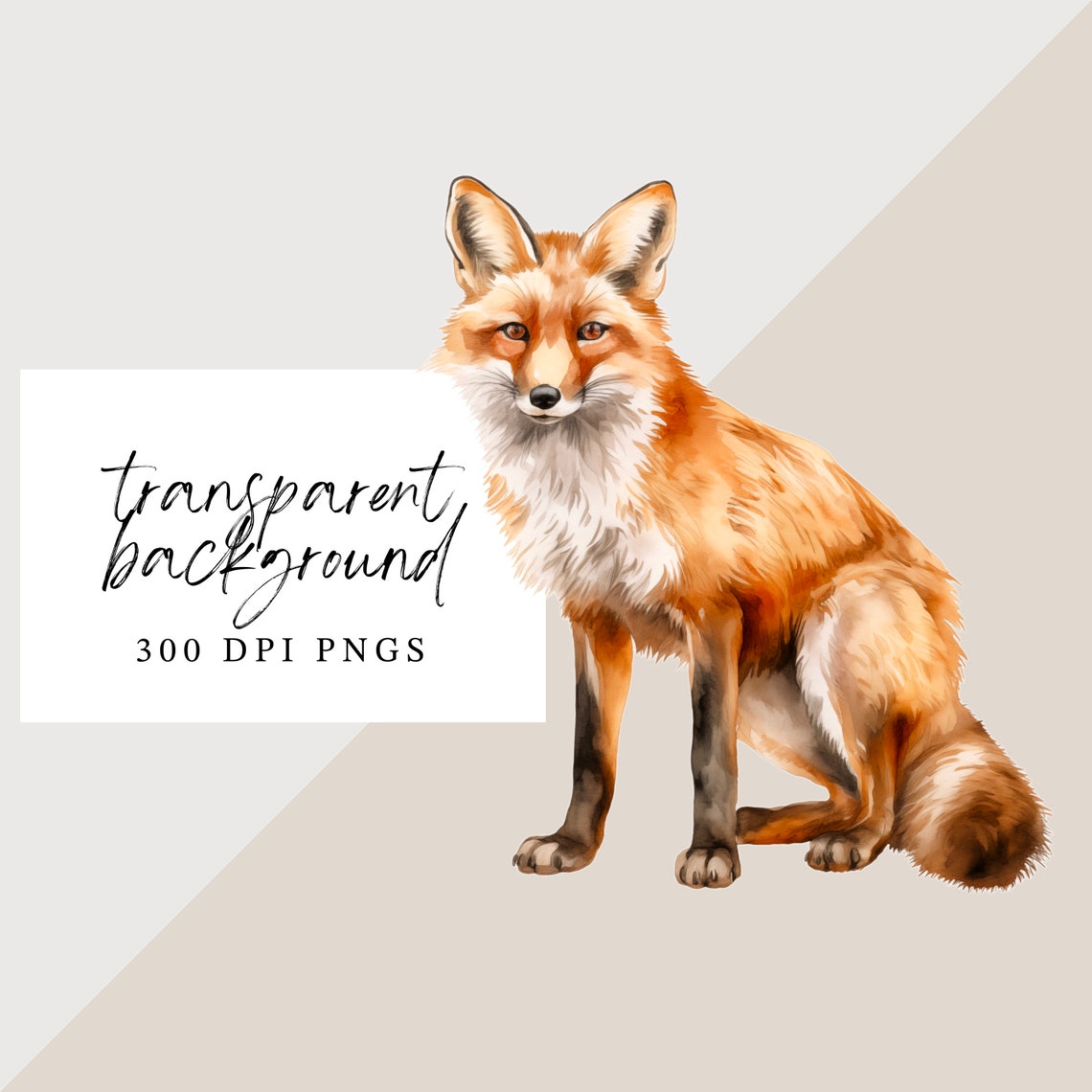 Watercolor Fox Png Woodland Clipart Transparent PNG Png - Etsy