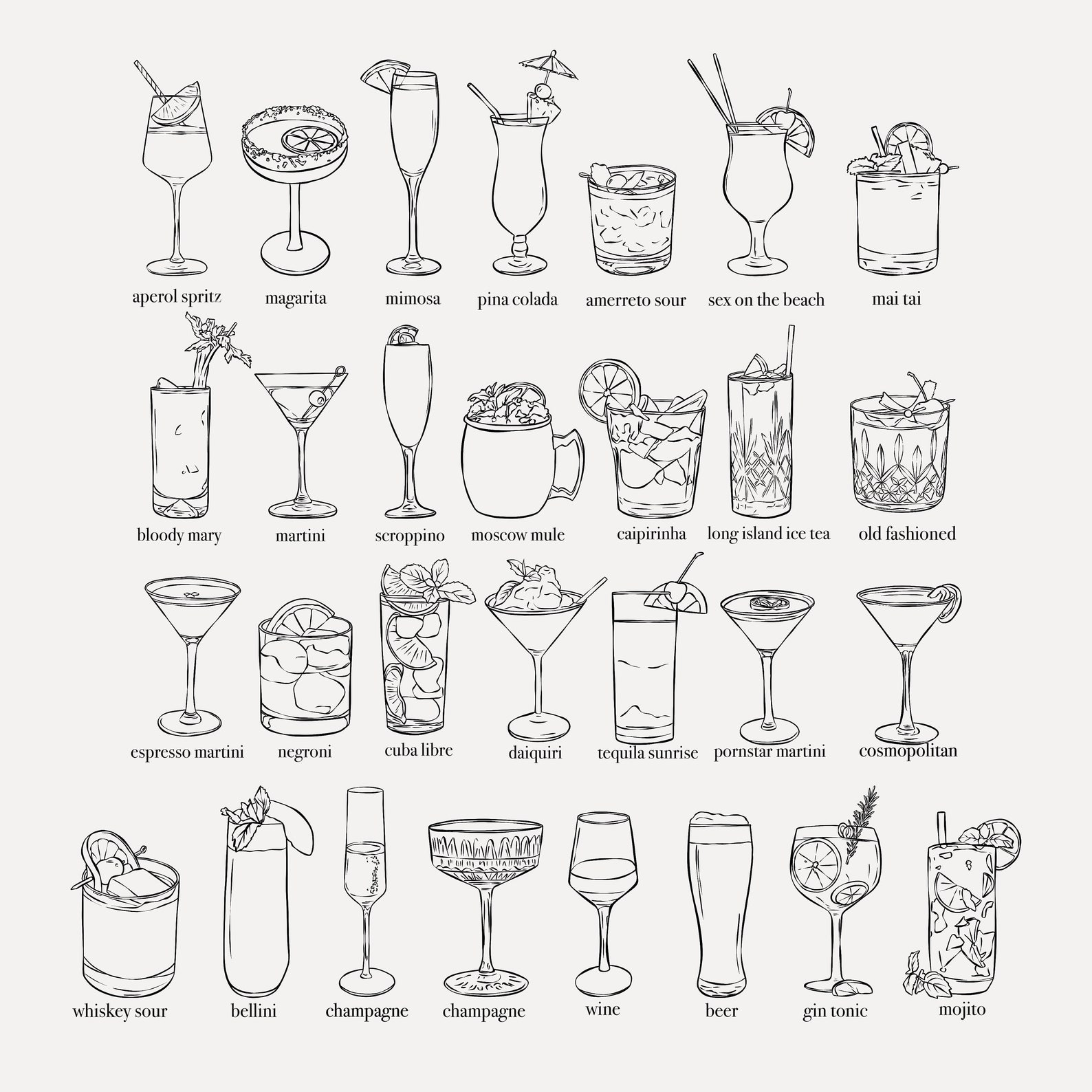 Procreate Cocktail Stamps, Cocktails Stamps, Signature Drink Sign ...