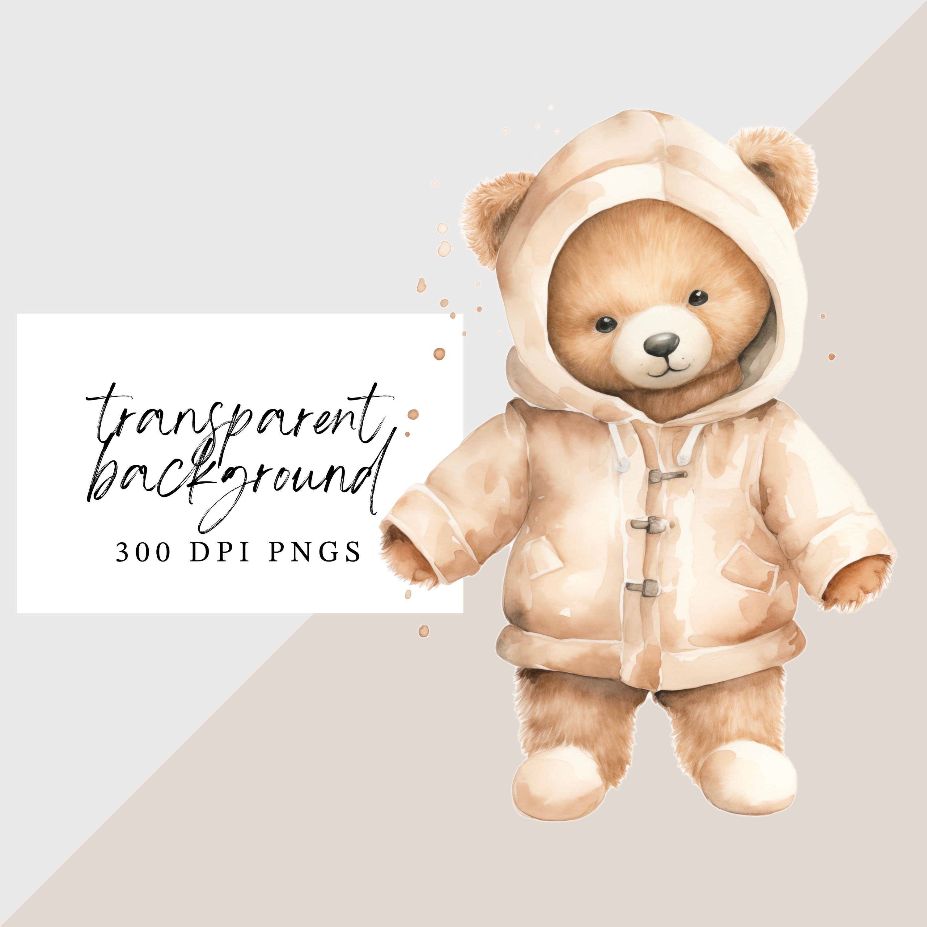 Watercolor Boho Bear Png, Boho Bear Clipart, Transparent PNG, Beige ...