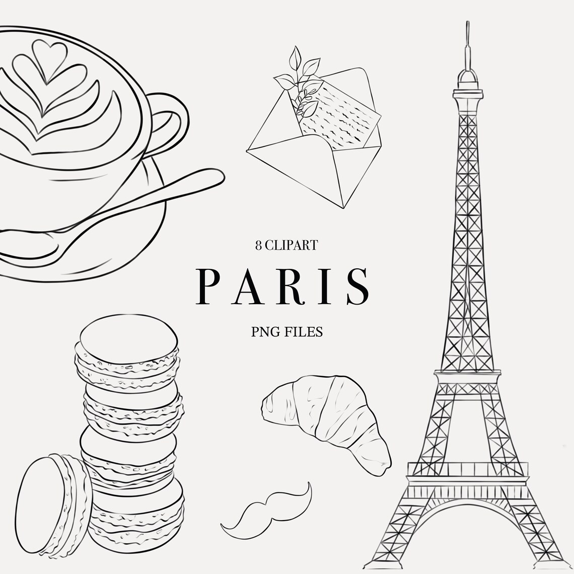 Paris Line Clipart | France Png | Commercial Use | Paris Png | Instant ...