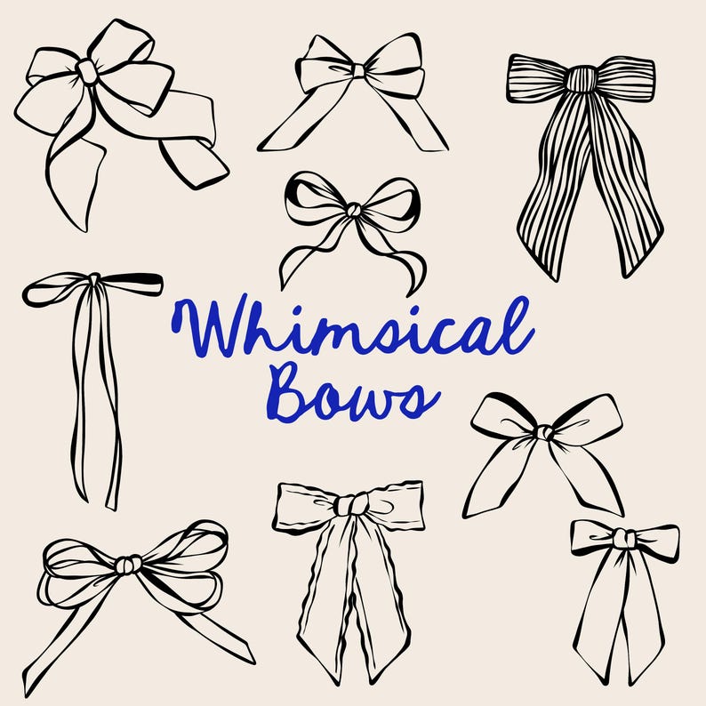 Bows Procreate Stamp Brushes, Line Art, Stamp for Invitations, Line ...