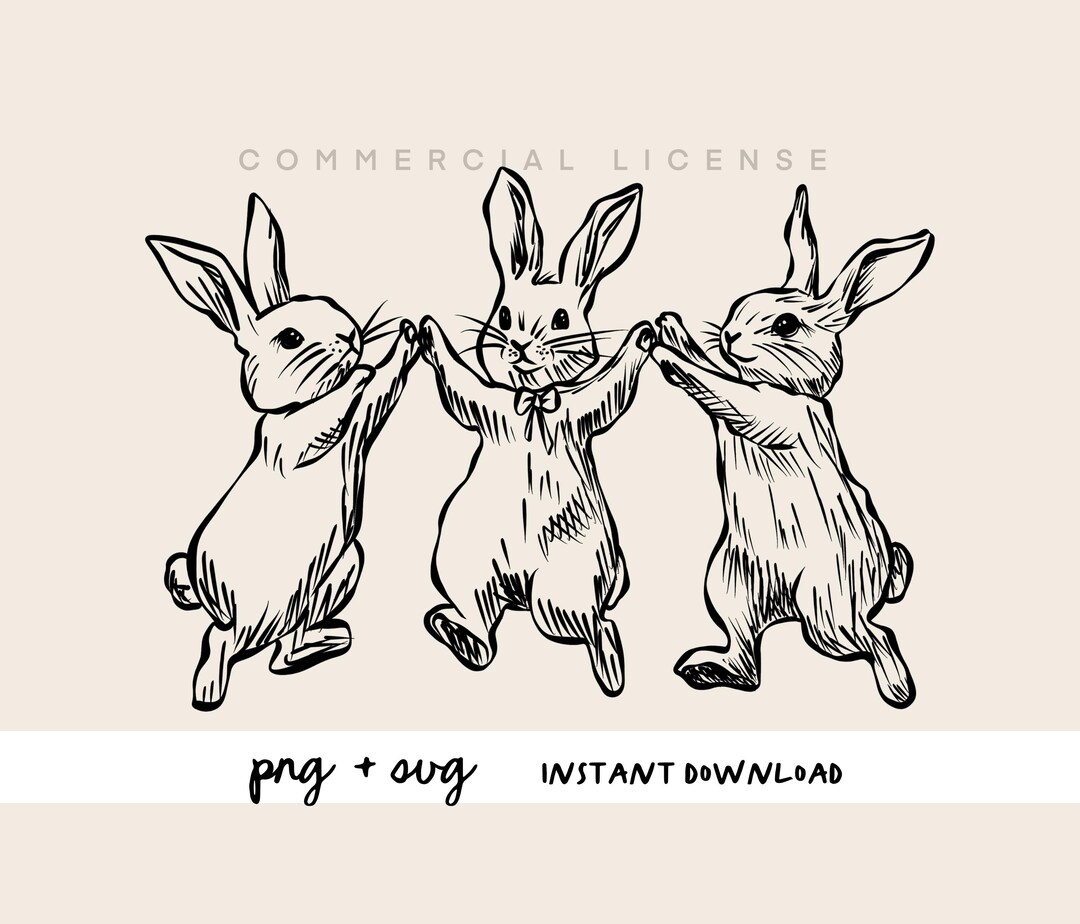 Coquette Dancing Bunny Illustration, Easter PNG SVG (digital Download ...