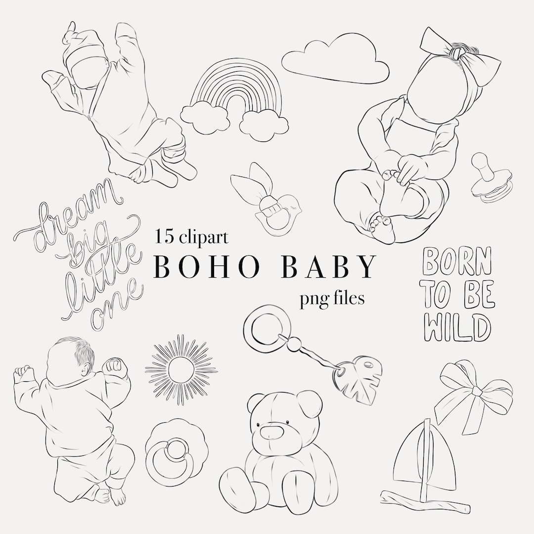 Baby Shower Clipart, Newborn PNG , Boho Baby Clipart, Boho Rainbow Png ...