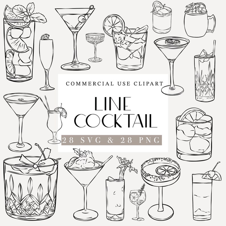 Cocktail Clipart, Cocktails PNG / SVG, Signature Drink Sign Svg ...