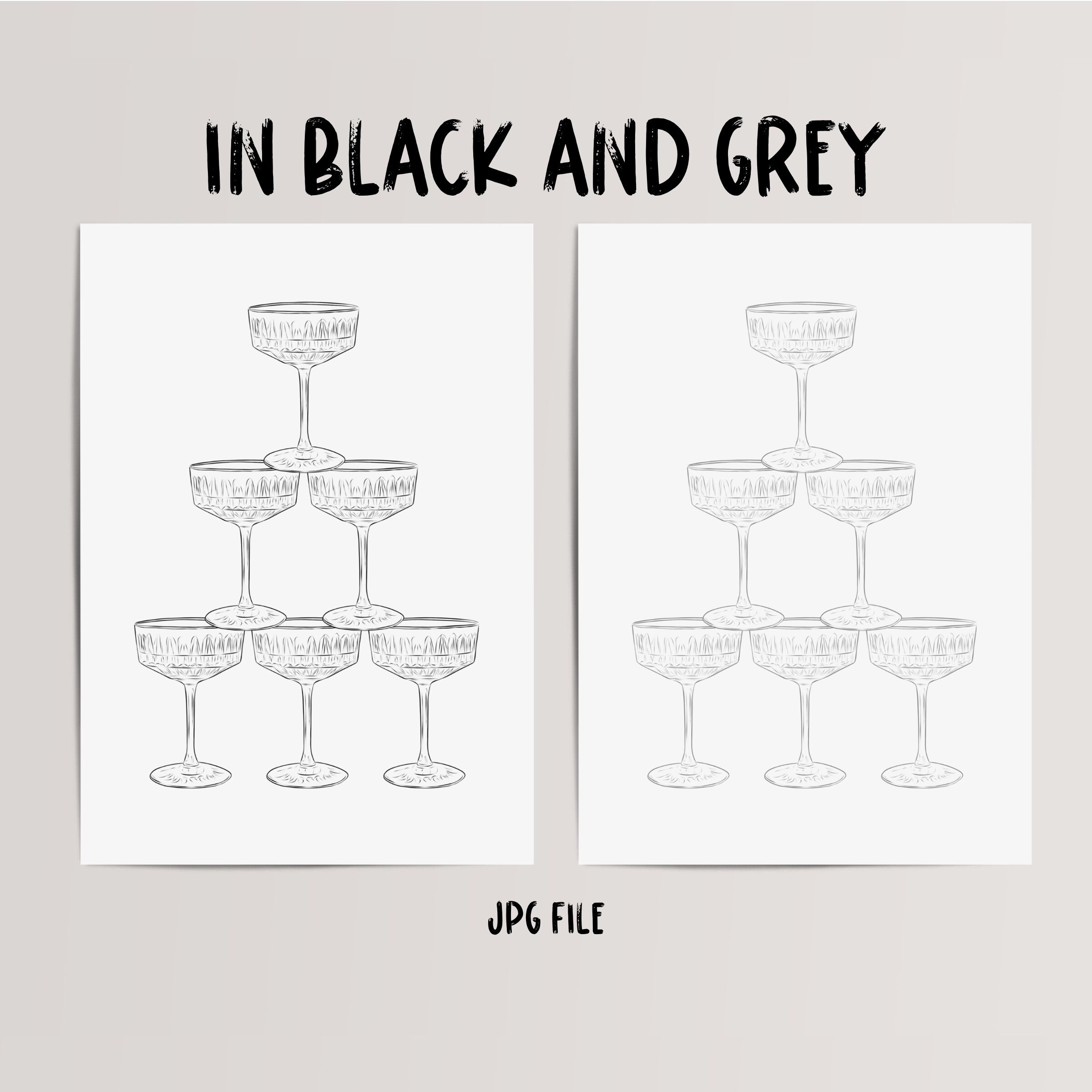 Champagne Coloring Page | Instant Download | Procreate Aesthetic ...