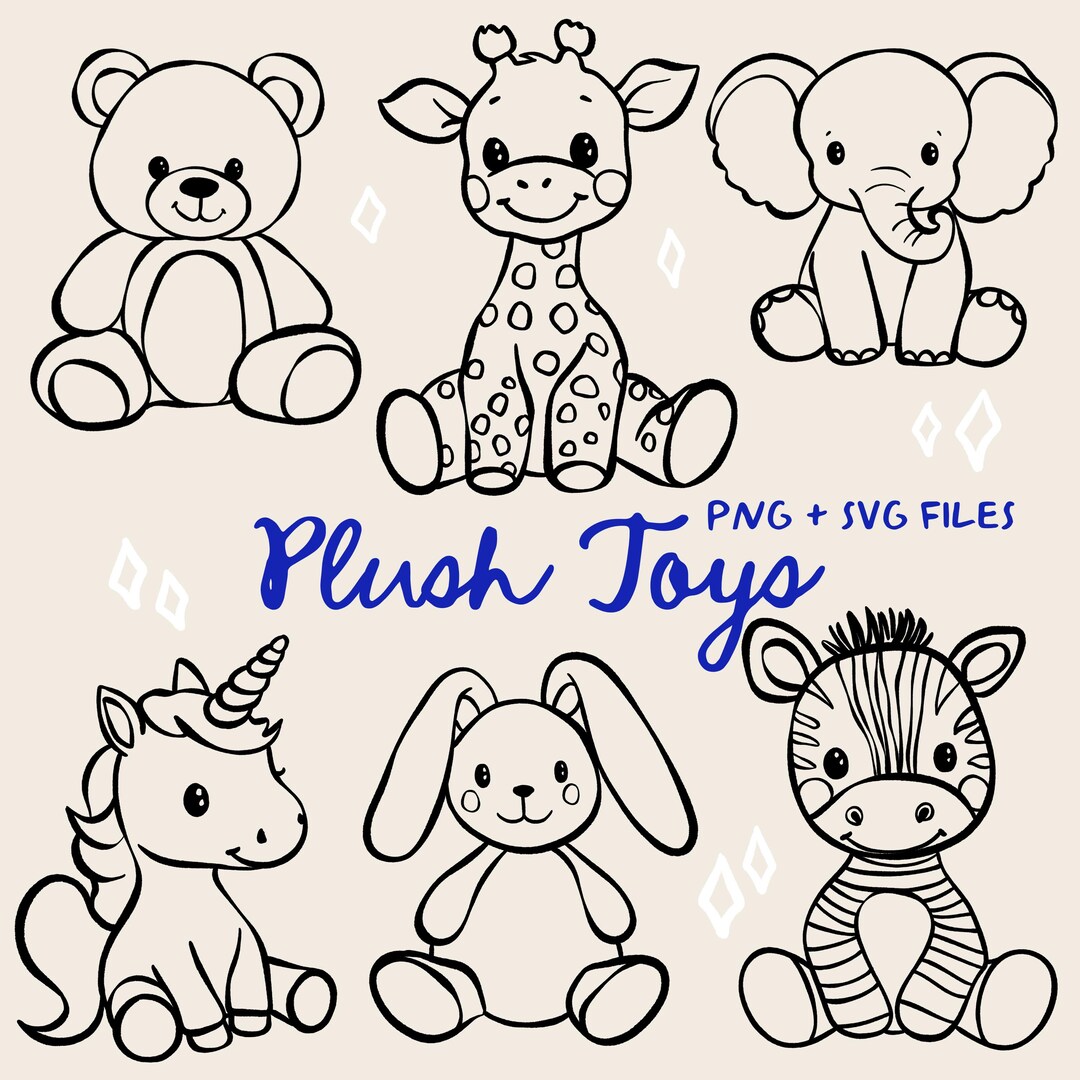 Plush Toys Line Clipart,plush Toys Png / Svg, Plush Animals, Nursery ...