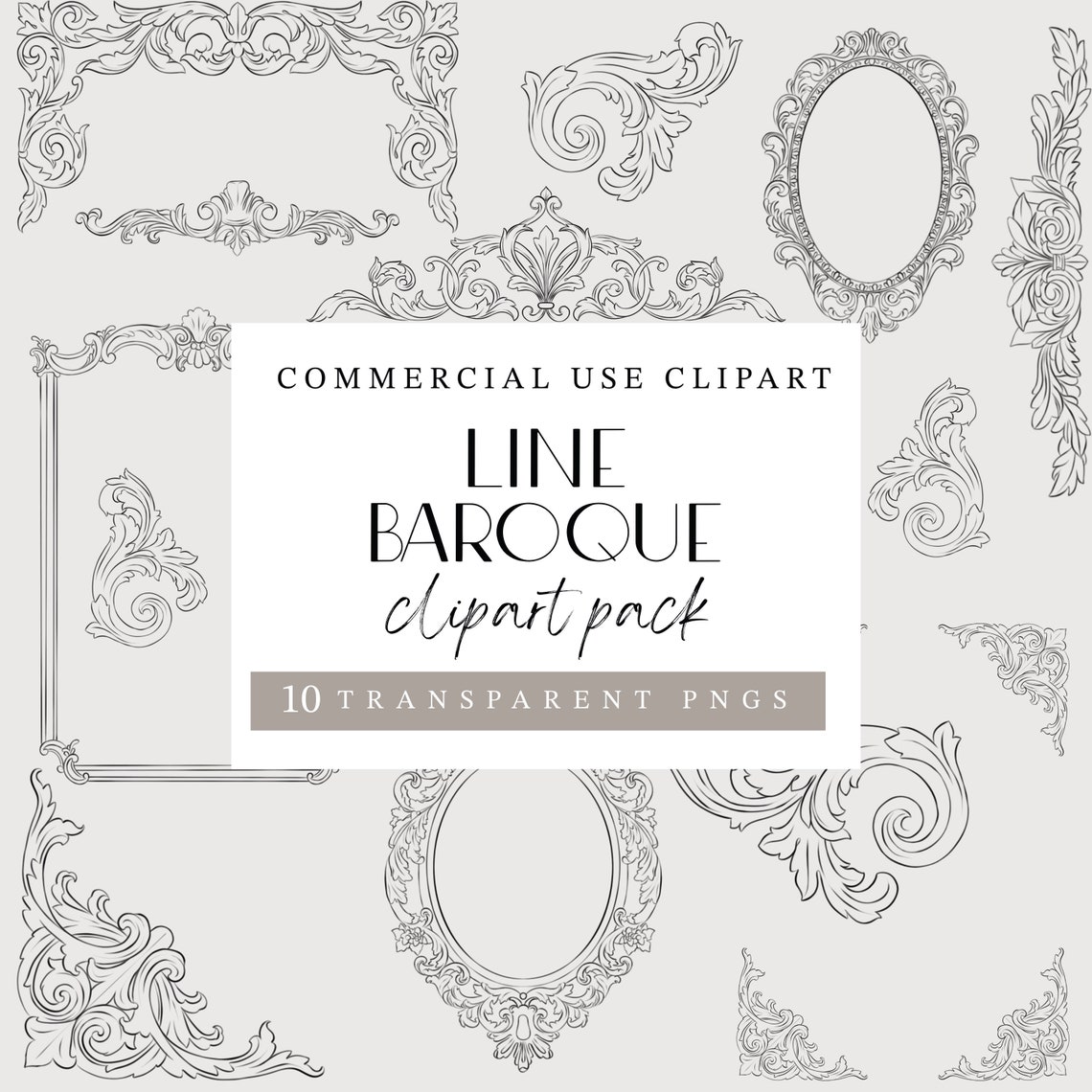 Baroque Line Clipart Set, Baroque Png, Transparent PNG, Png Clipart ...