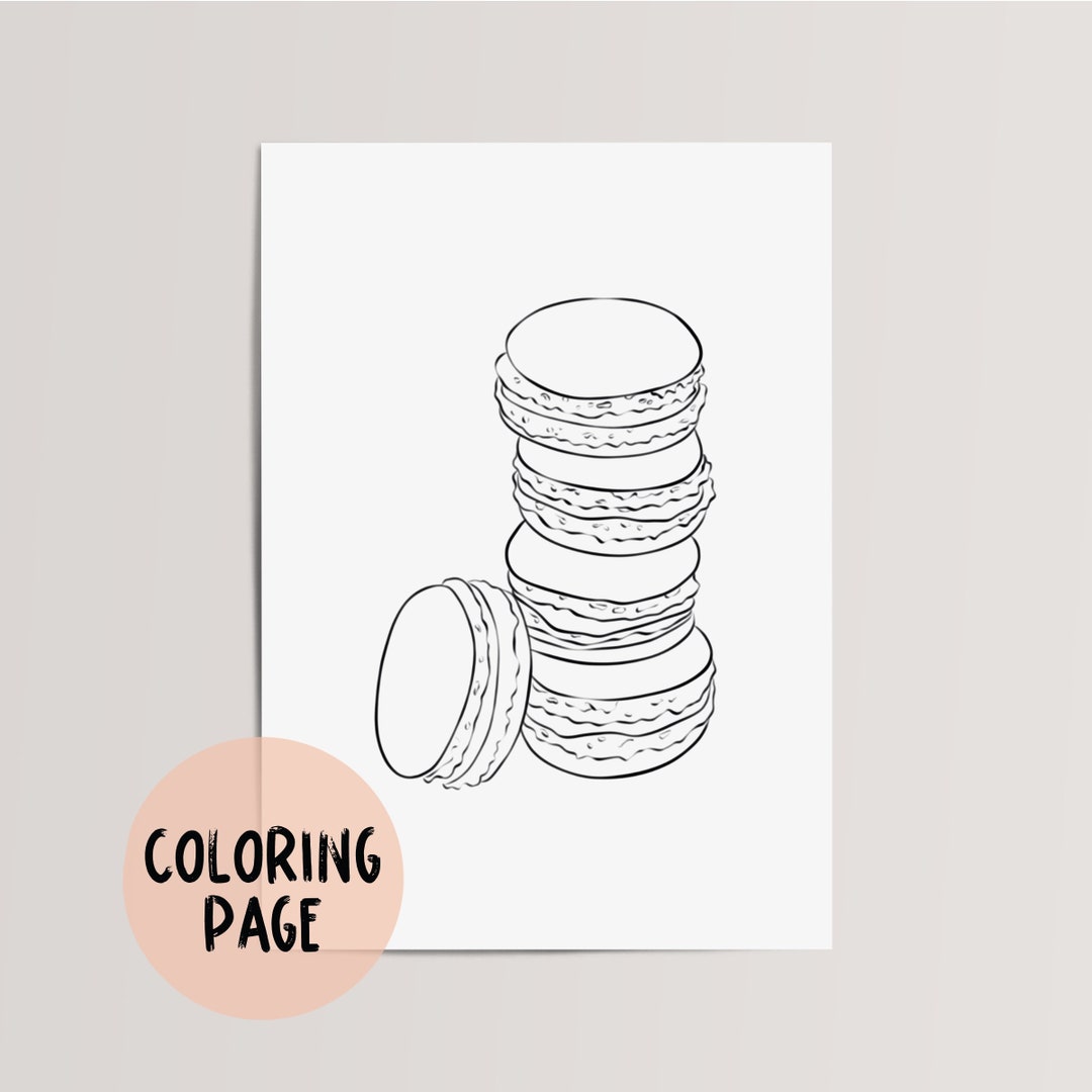 Macaron Coloring Page Instant Download Procreate Aesthetic Printable ...