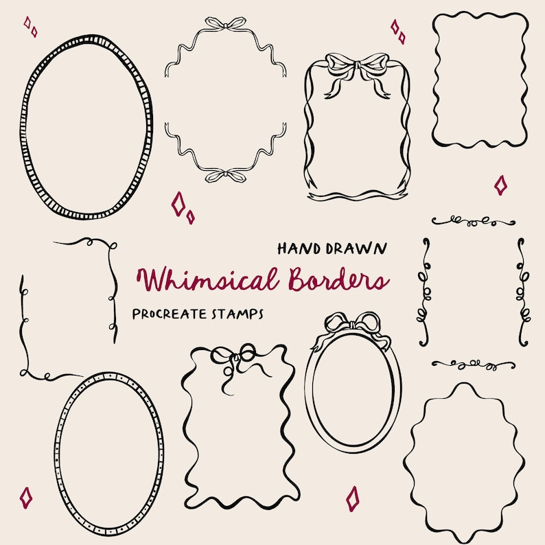 Whimsical Border Procreate Stamp Brushes, Line Art, Stamp for ...