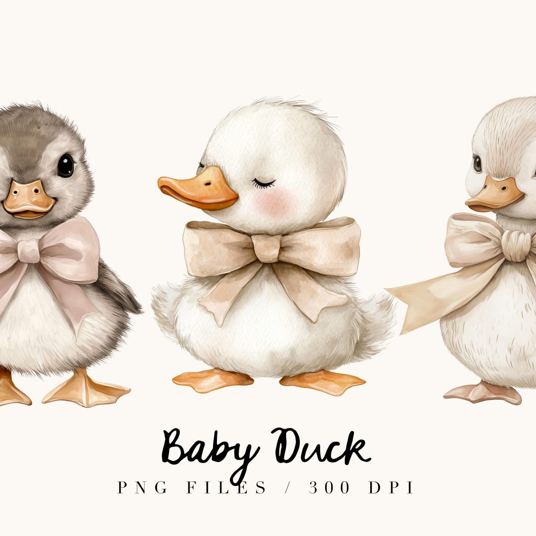Watercolor Baby Duck Clipart Set, Neutral Nursery PNG (digital Download ...