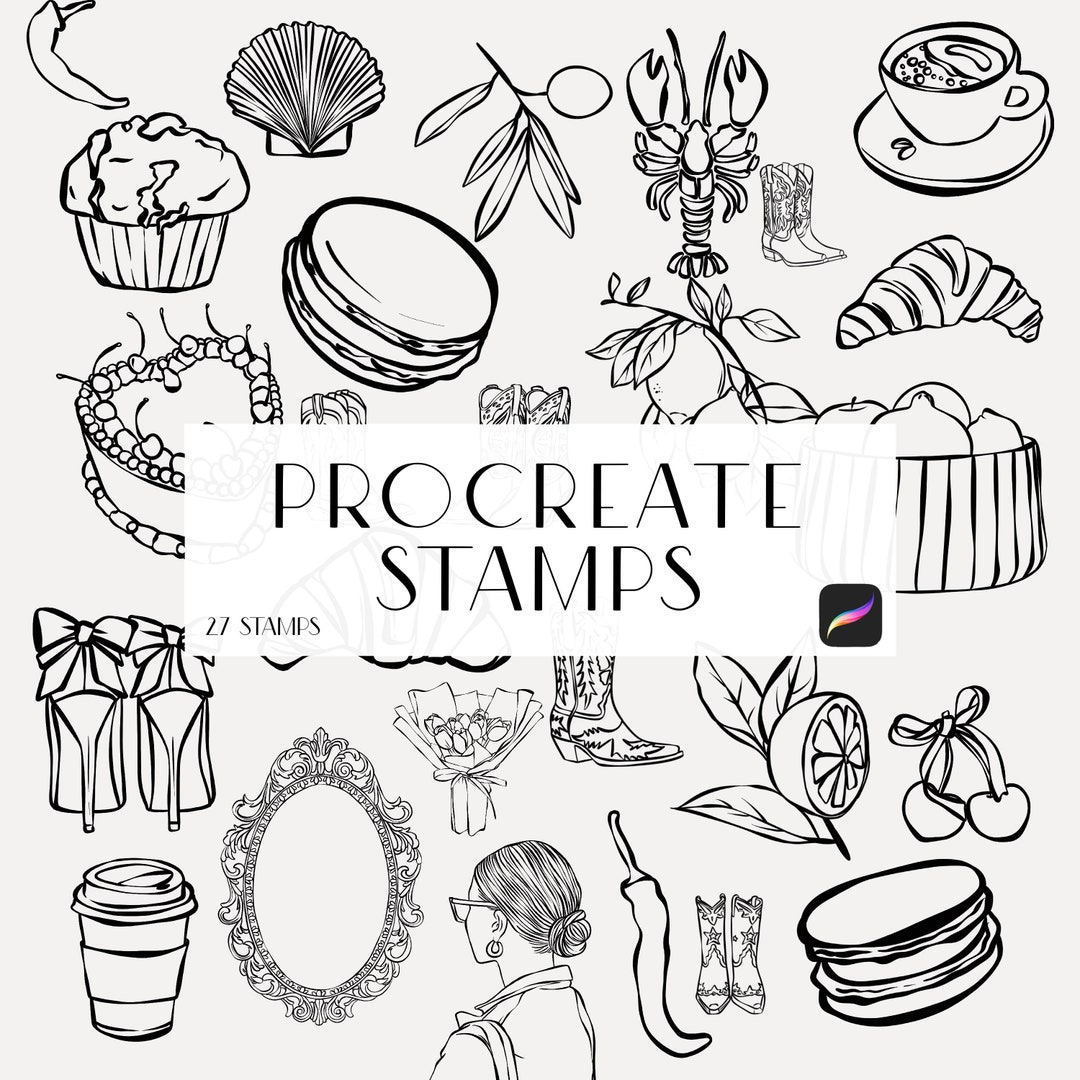 Procreate Stamp Brushes, Line Art, Procreate Line Art, Stamp for ...