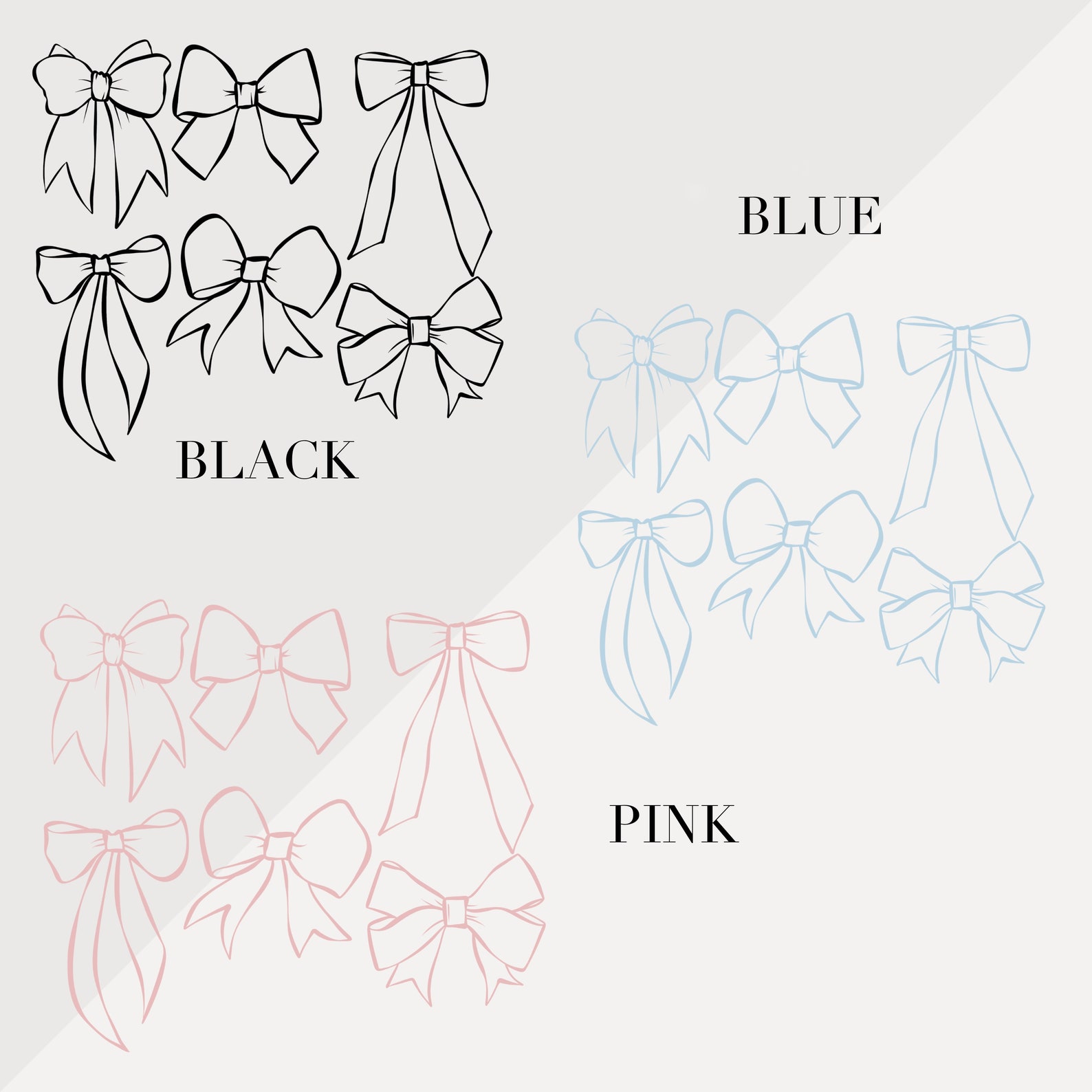 Line Illustration Bow Clipart Set, Bow PNG / SVG, Svg Clipart, Png ...