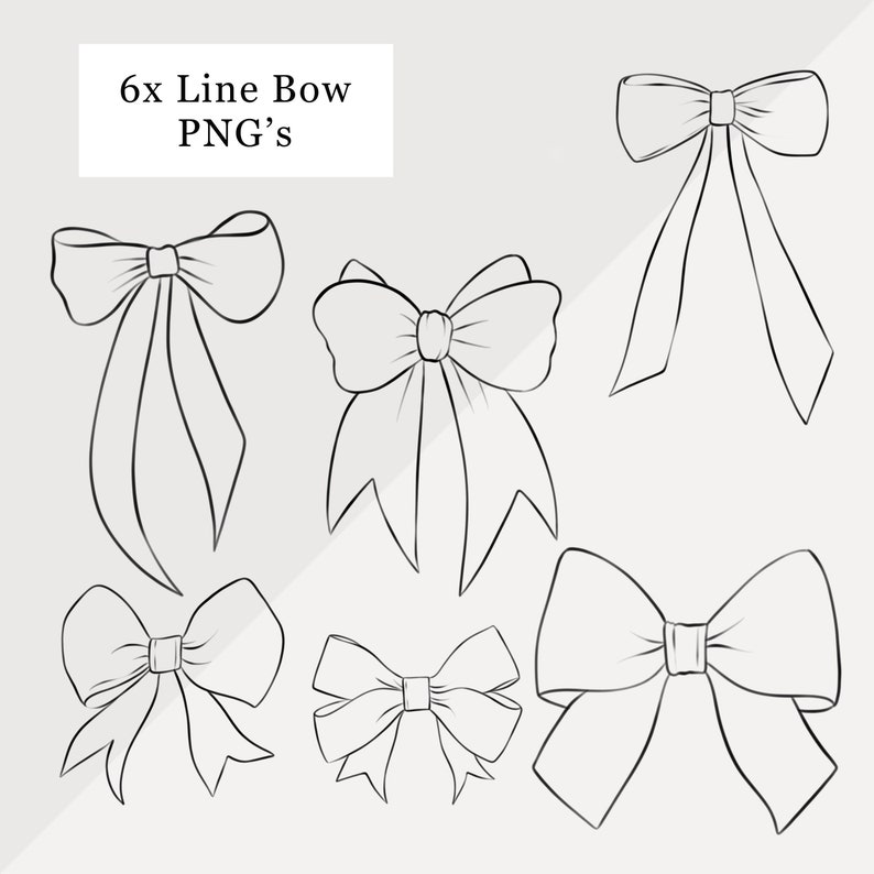 Line Illustration Bow Clipart Set, Bow Png, Transparent PNG, Png ...