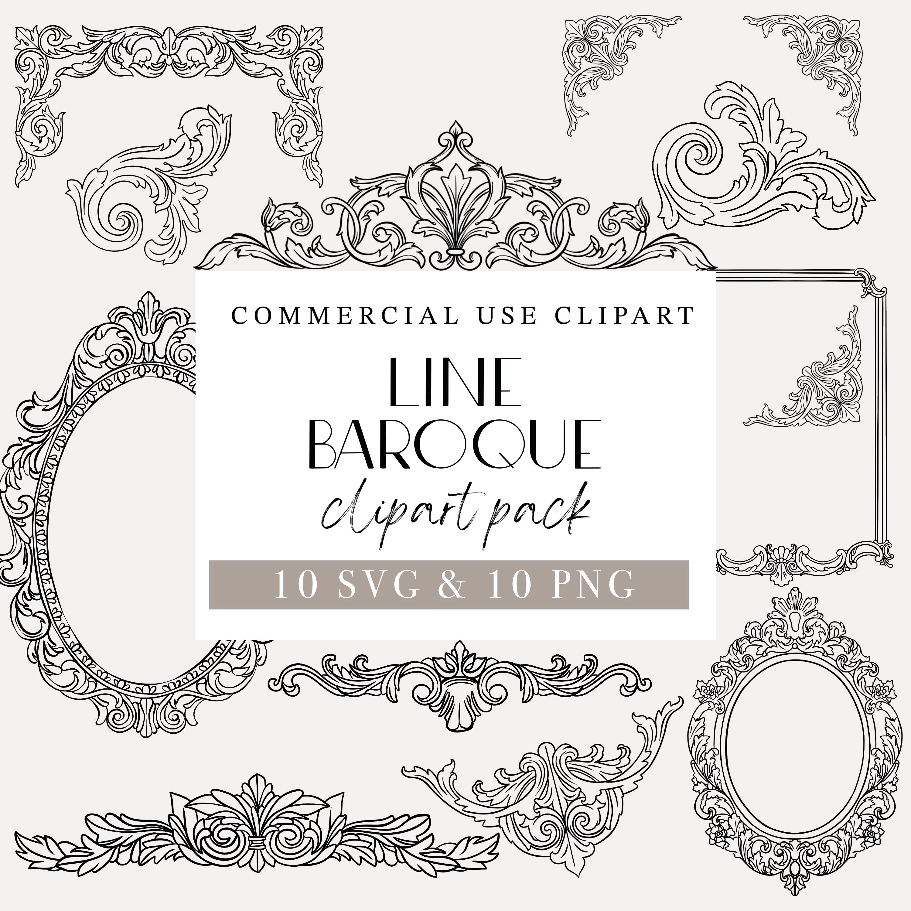 Baroque Line Clipart Set, Baroque Png / Svg,wedding SVG, Png Clipart ...