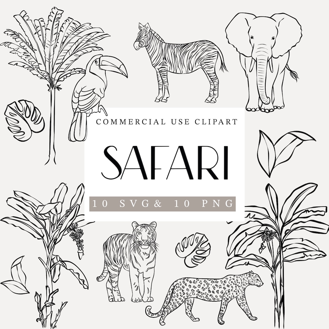 Safari PNG / SVG Illustrations, Safari PNG, Jungle Invitations Svg ...