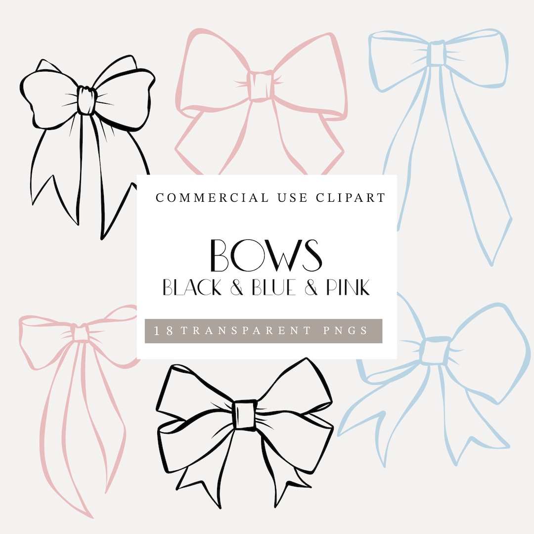 Line Illustration Bow Clipart Set, Bow Png, Transparent PNG, Png ...