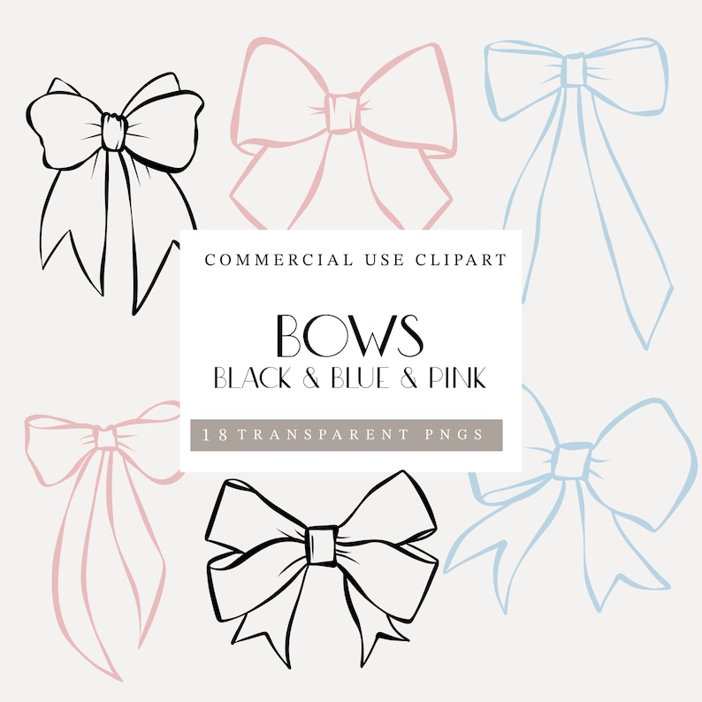 Line Illustration Bow Clipart Set, Bow PNG / SVG, Svg Clipart, Png ...