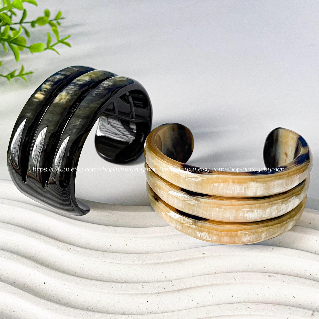 Natural Buffalo Horn Bracelet, Real Horn Bangles, Wide C Cuff, Horn ...