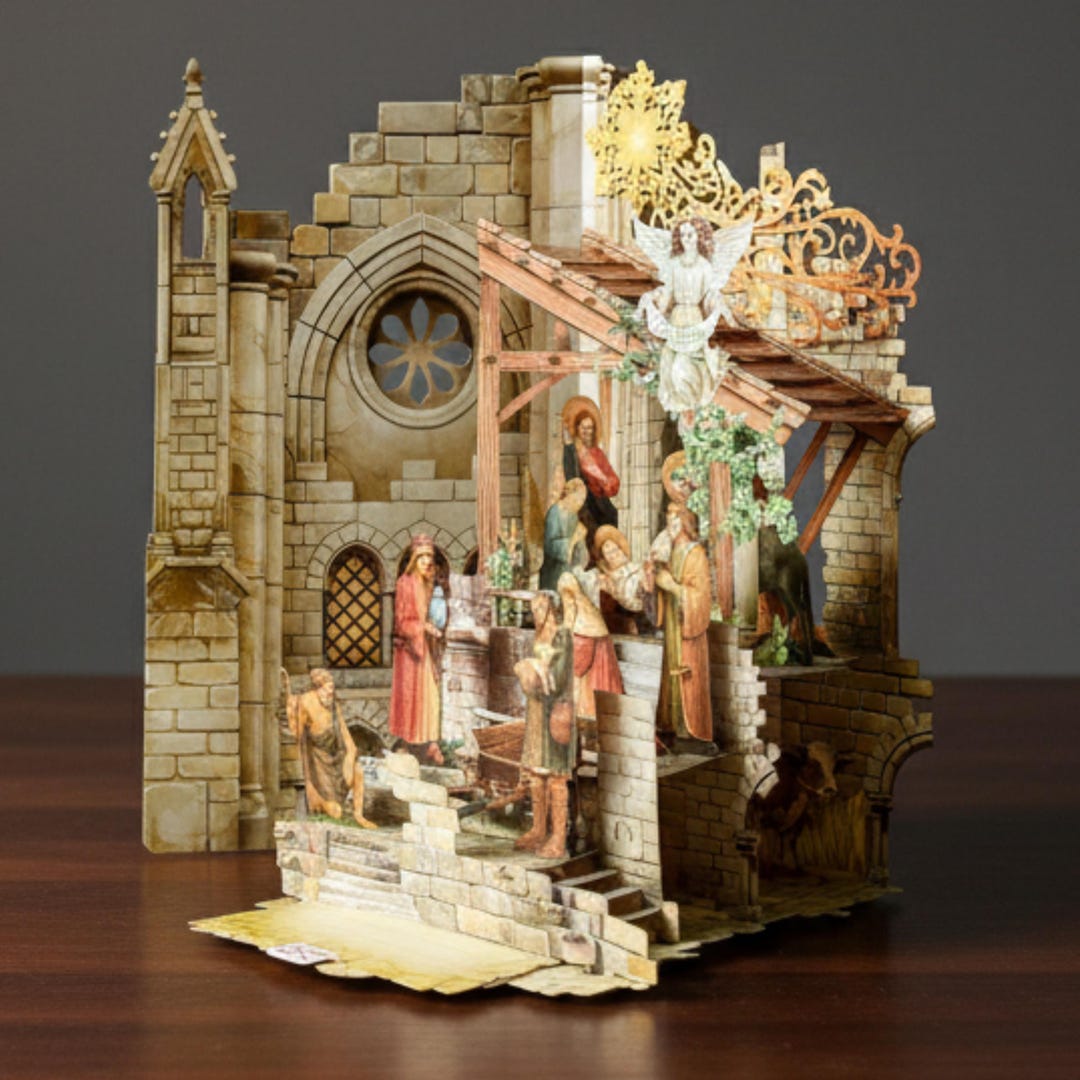 Nativity Stone 3D Pop-up Greeting Card Jesus Christ Card Christmas Card ...
