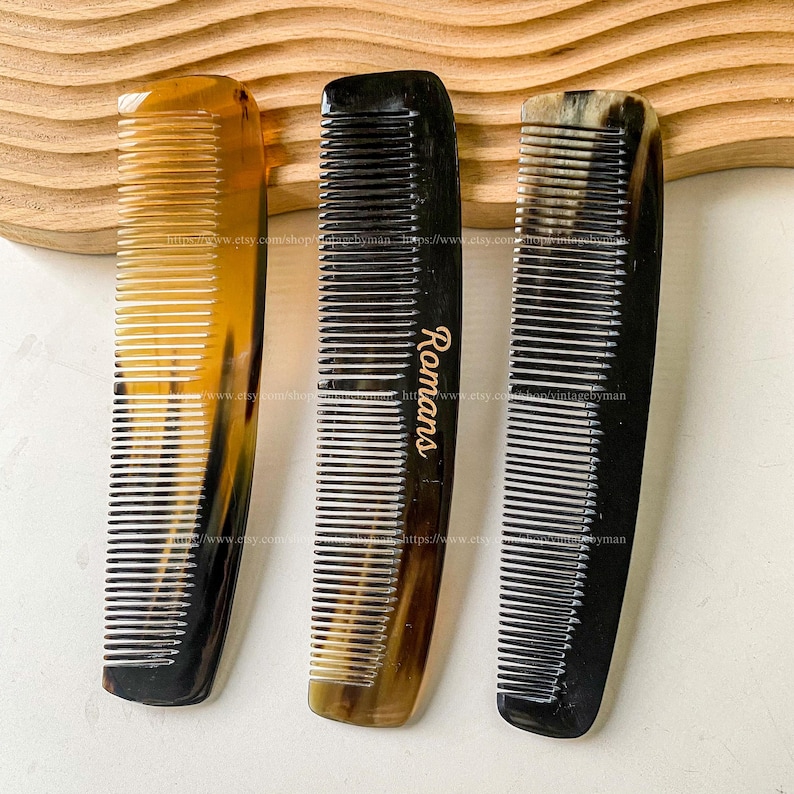 Handmade Natural Buffalo Horn Comb, Eco-friendly 2 Styles Pocket Comb ...