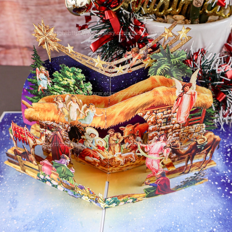 Nativity Scene 3D Pop-up Greeting Card Jesus Christ Card Christmas Card ...