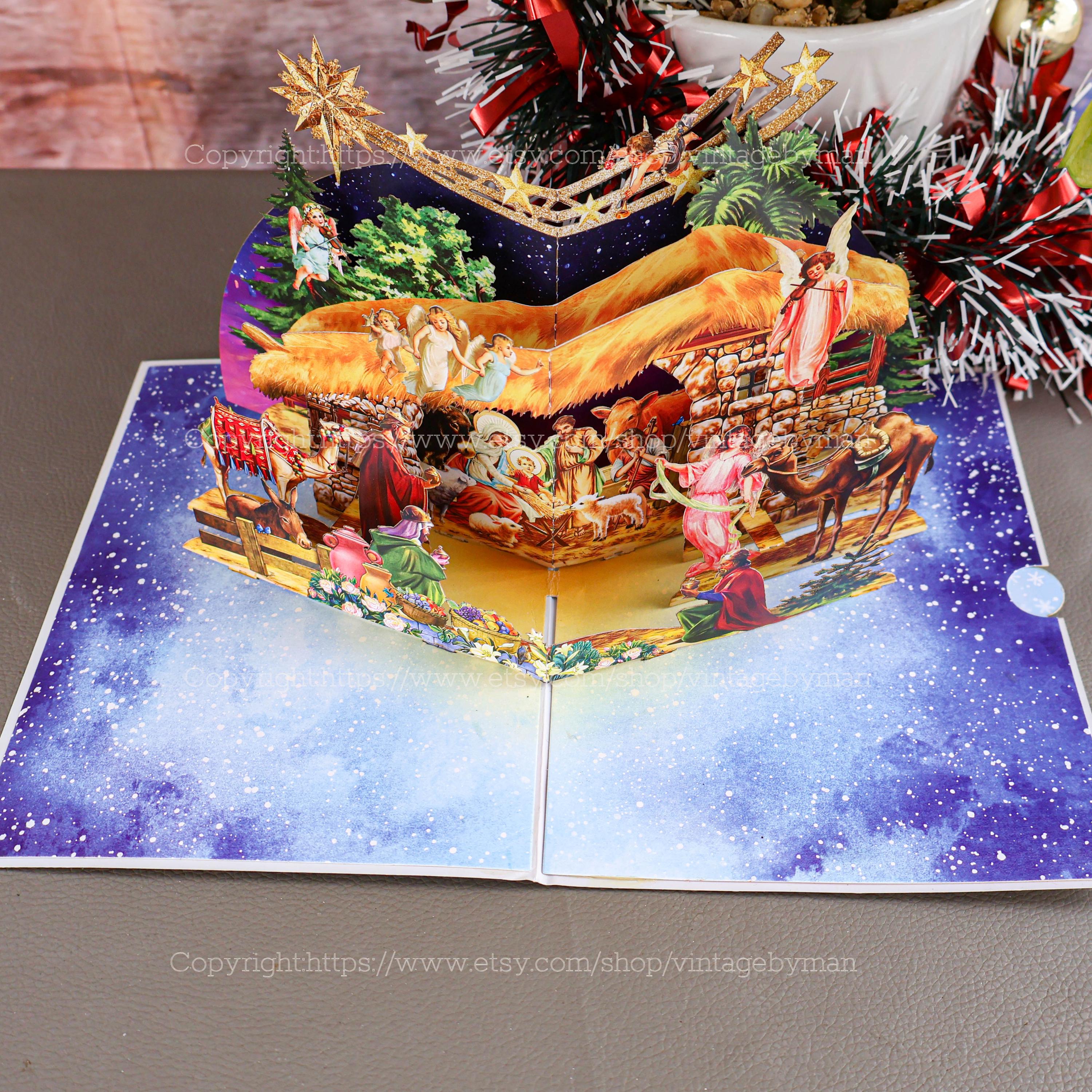 Nativity Scene 3D Pop-up Greeting Card Jesus Christ Card Christmas Card ...