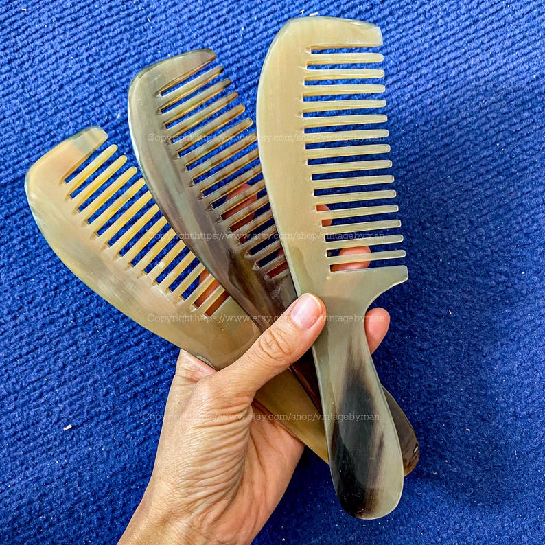 Handmade Natural Buffalo Horn Comb, Eco-friendly Wide Tooth Comb, Anti ...
