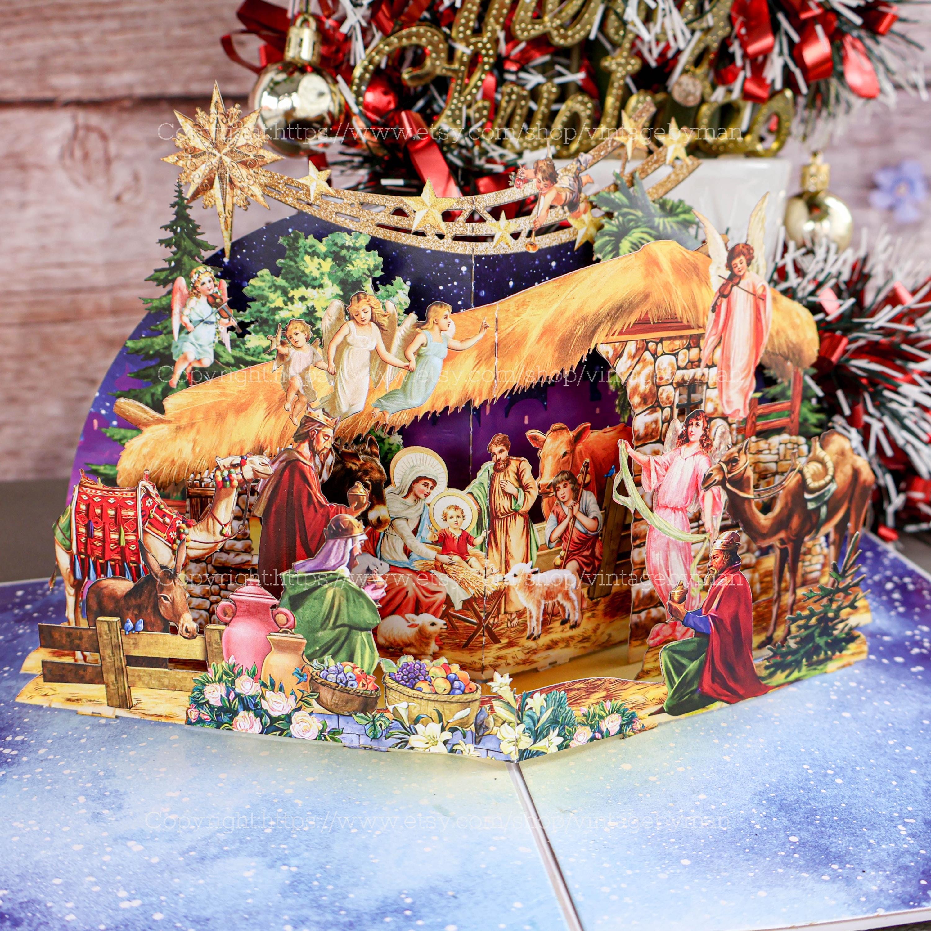 Nativity Scene 3D Pop-up Greeting Card Jesus Christ Card Christmas Card ...