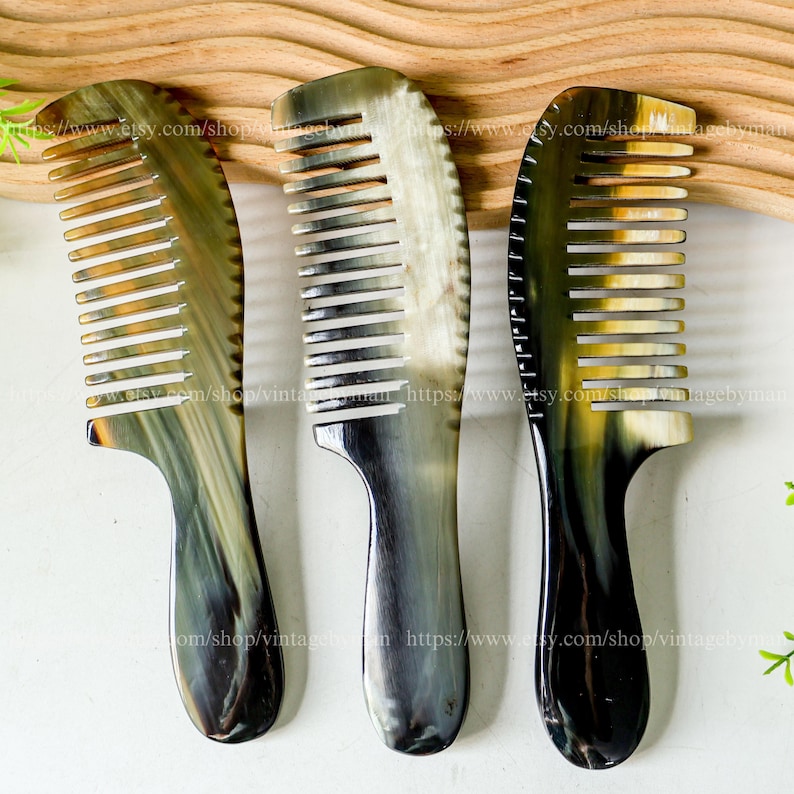 Handcraft Buffalo Horn Comb, Eco-friendly Wide Tooth Comb Super Thick ...