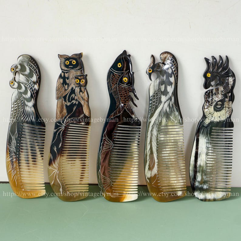 Real Natural Buffalo Horn Comb, Eco-friendly Pocket Comb, Pigeon Owl ...