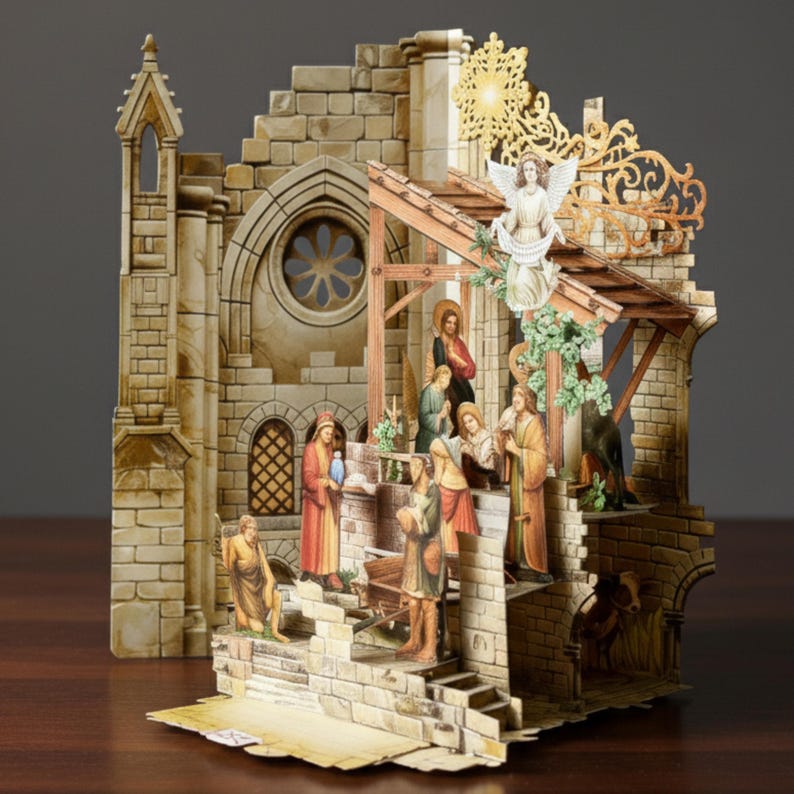 Nativity Stone 3D Pop-up Greeting Card Jesus Christ Card Christmas Card ...