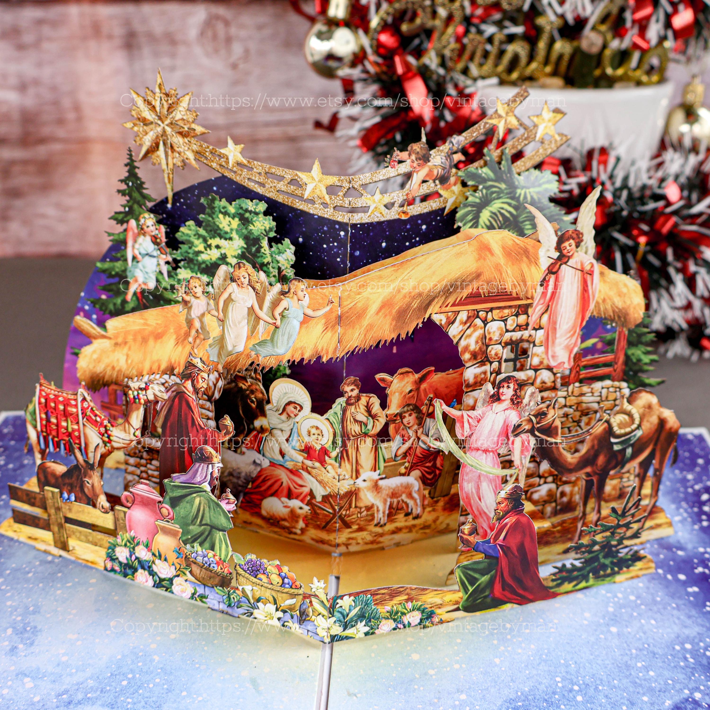 Nativity Scene 3D Pop-up Greeting Card Jesus Christ Card Christmas Card ...