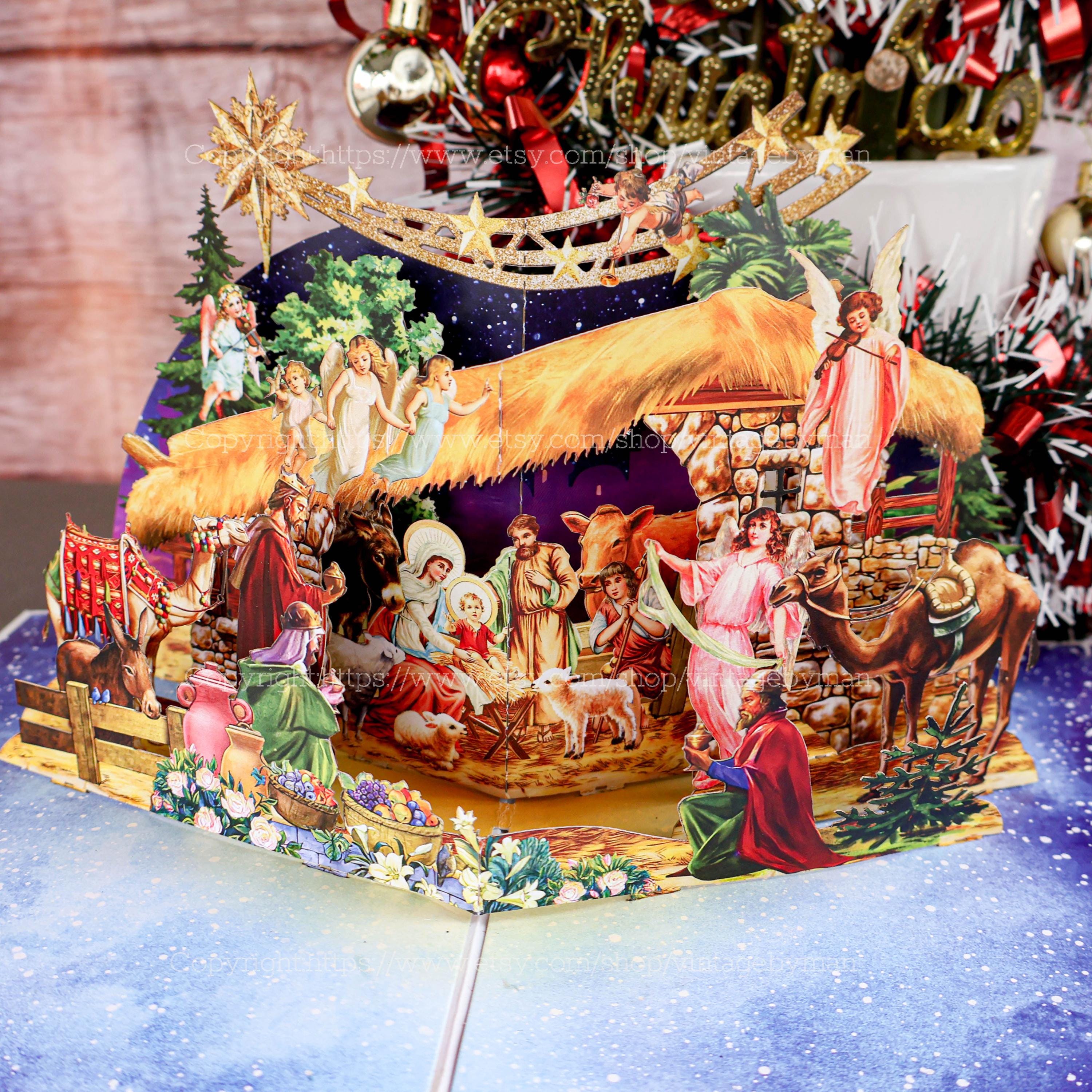 Nativity Scene 3D Pop-up Greeting Card Jesus Christ Card Christmas Card ...