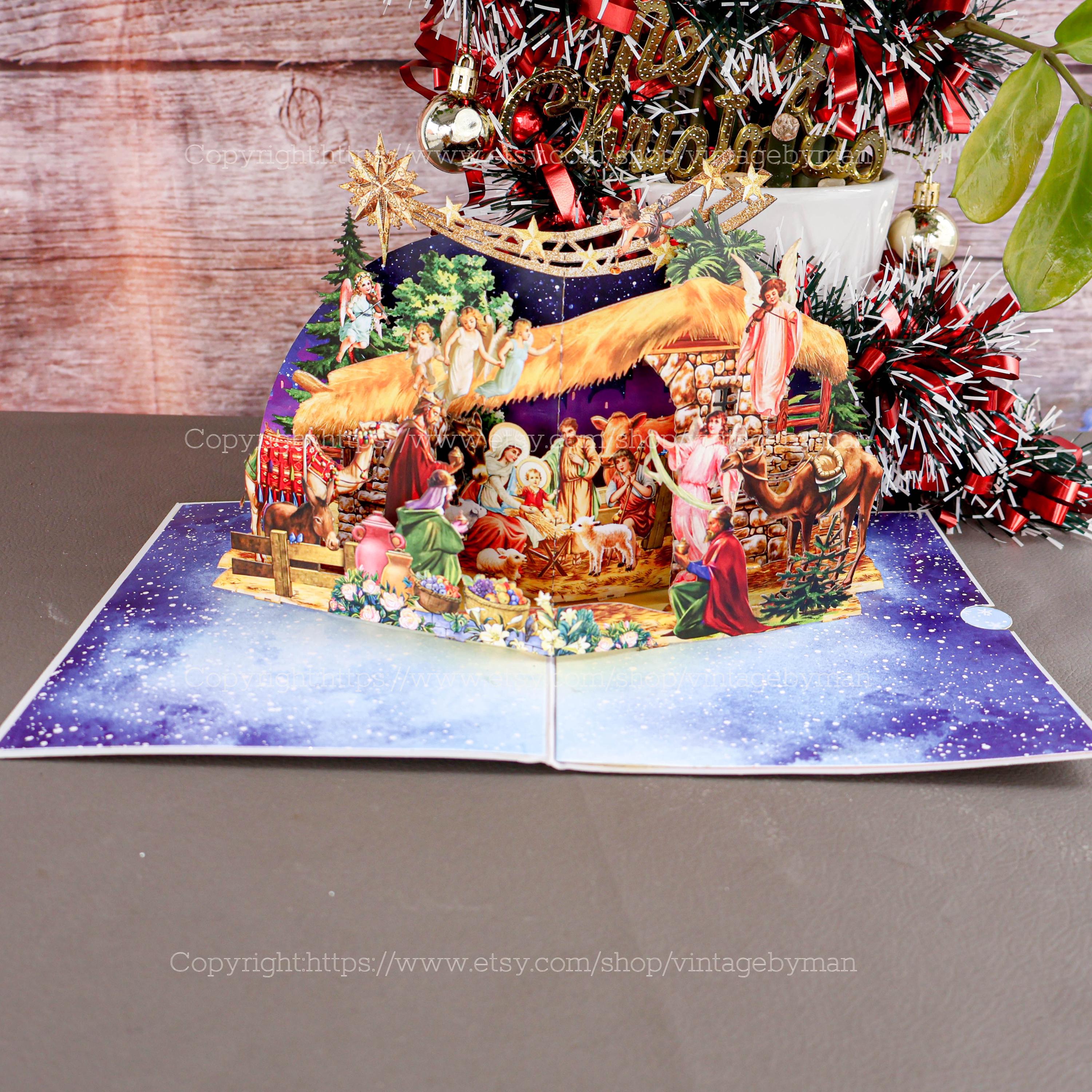 Nativity Scene 3D Pop-up Greeting Card Jesus Christ Card Christmas Card ...