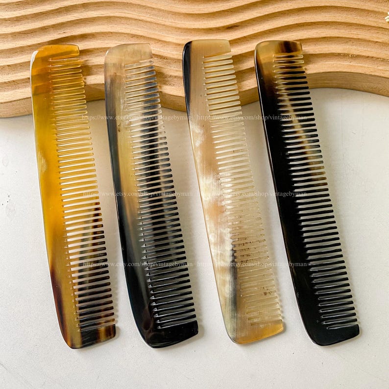 Handmade Genuine Natural Buffalo Horn Comb, Eco-friendly 2 Styles ...