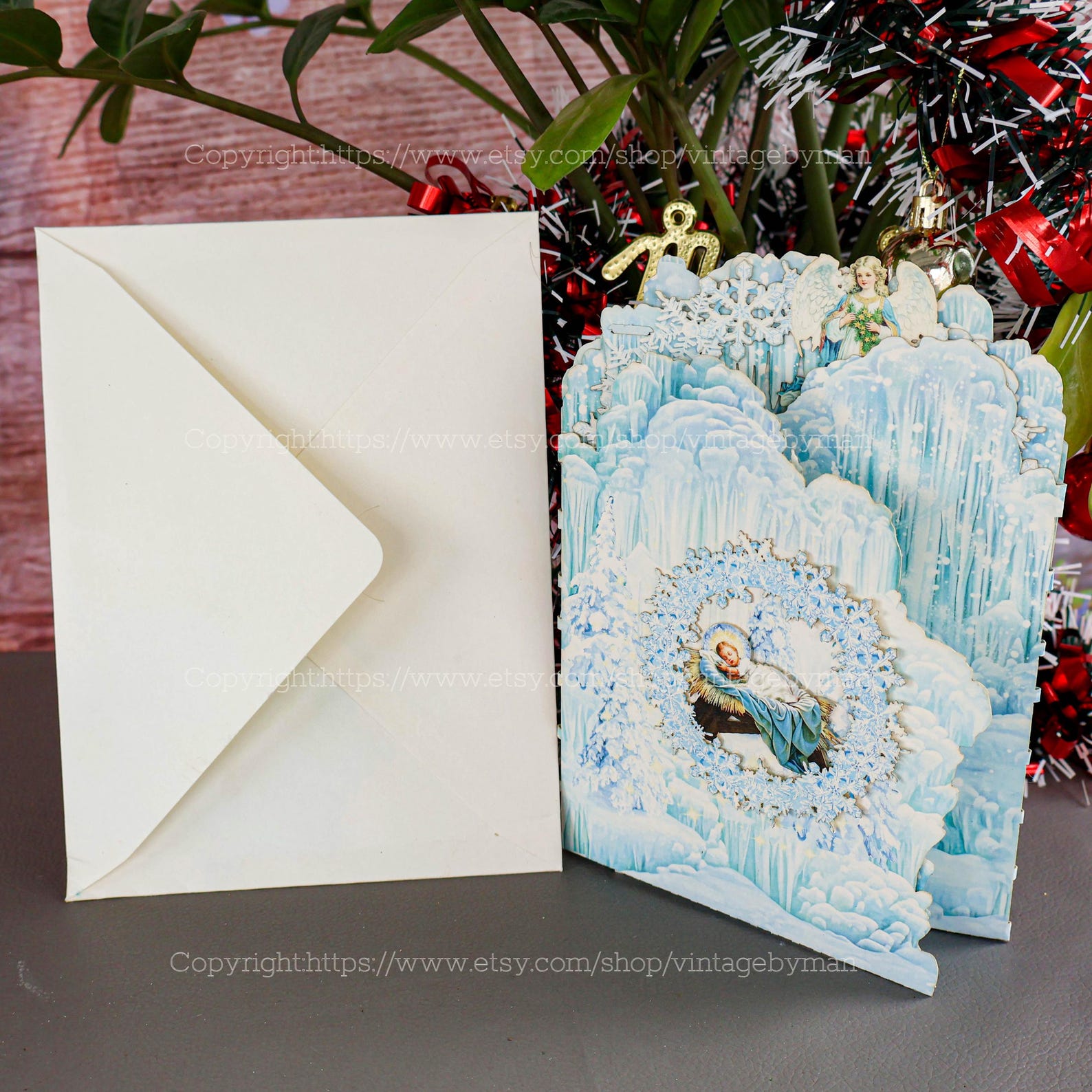 Winter Wonderland Nativity 3D Pop-up Greeting Card Snowflakes Christmas ...