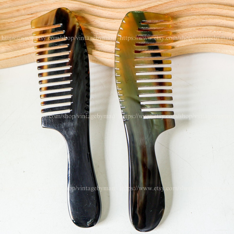 Handcraft Buffalo Horn Comb, Eco-friendly Wide Tooth Comb Super Thick ...