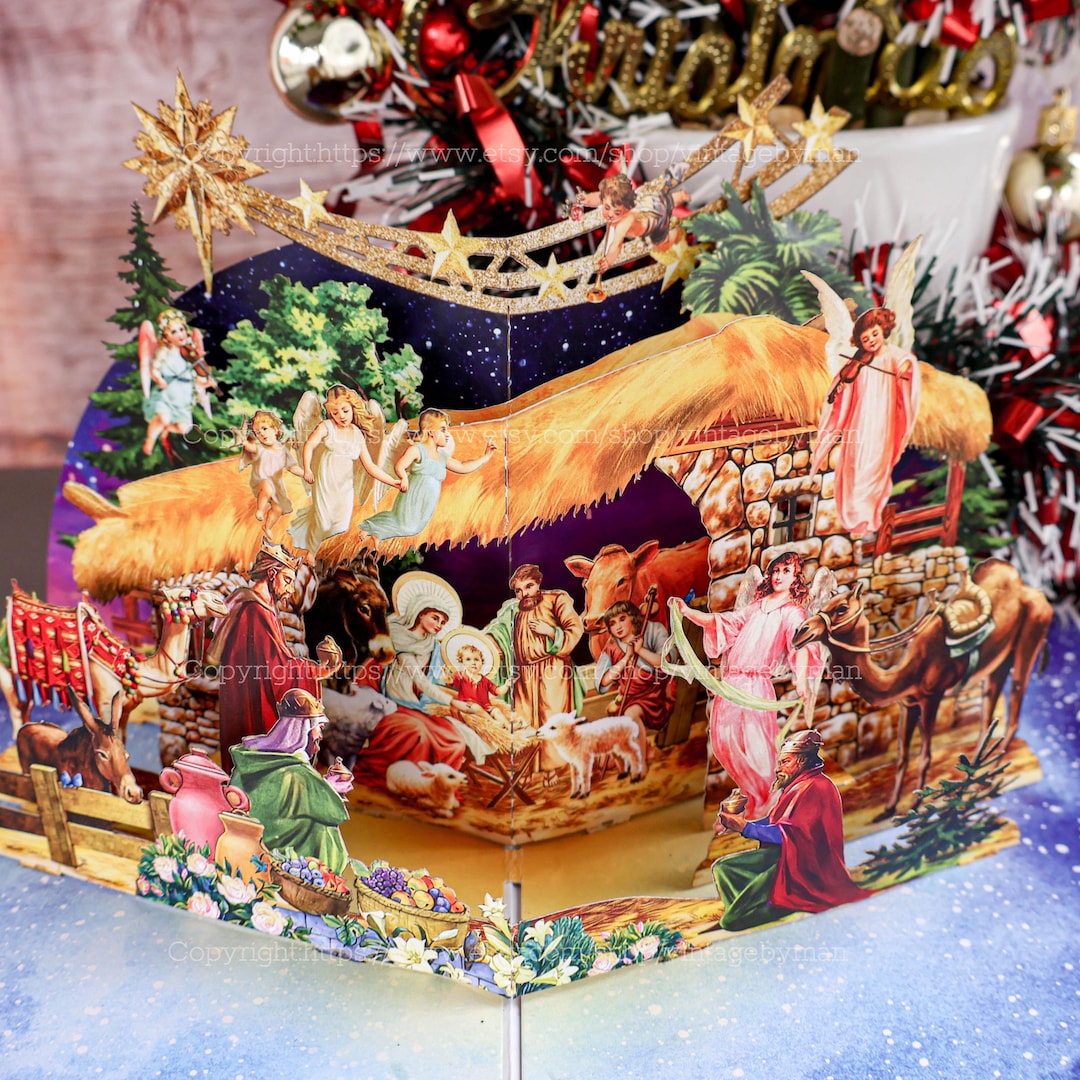 Nativity Scene 3D Pop-up Greeting Card Jesus Christ Card Christmas Card ...