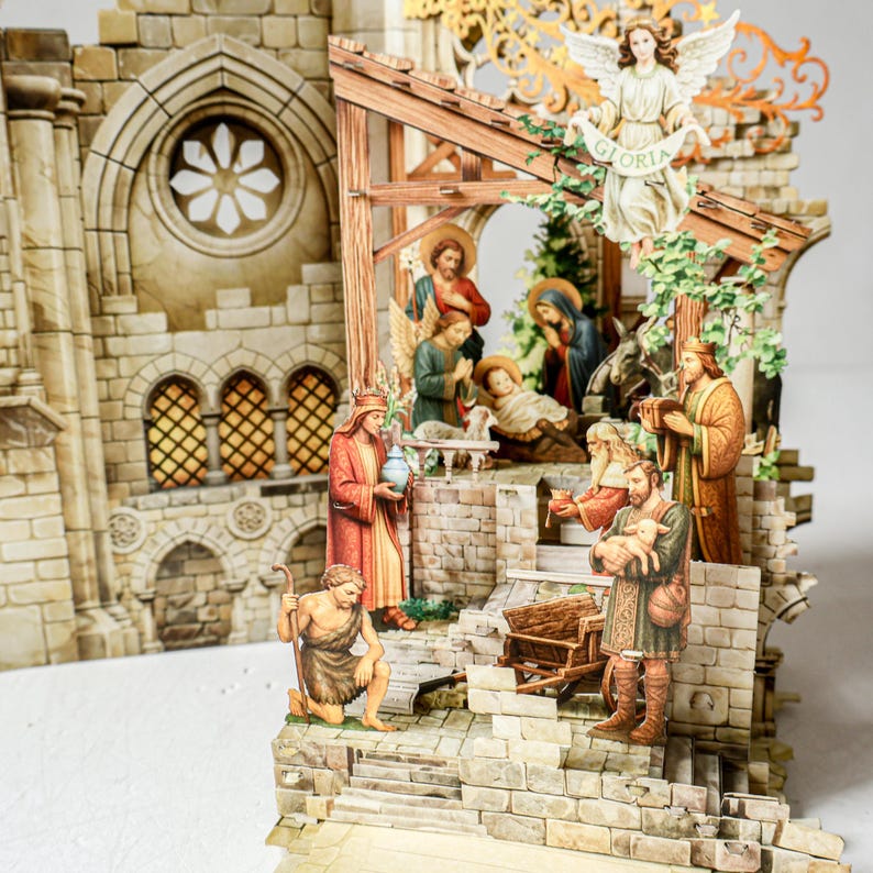 Nativity Stone 3D Pop-up Greeting Card Jesus Christ Card Christmas Card ...