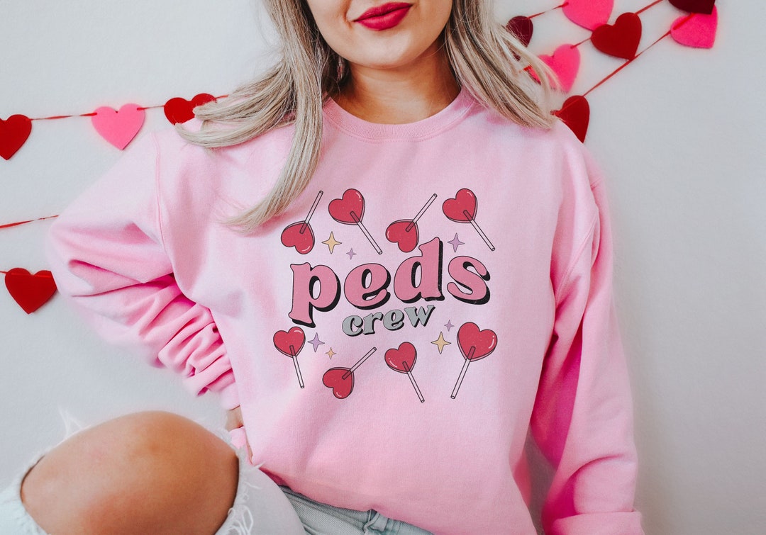 Peds Crew Valentine Sweatshirt, Retro Pediatric Nurse Valentine's Day ...