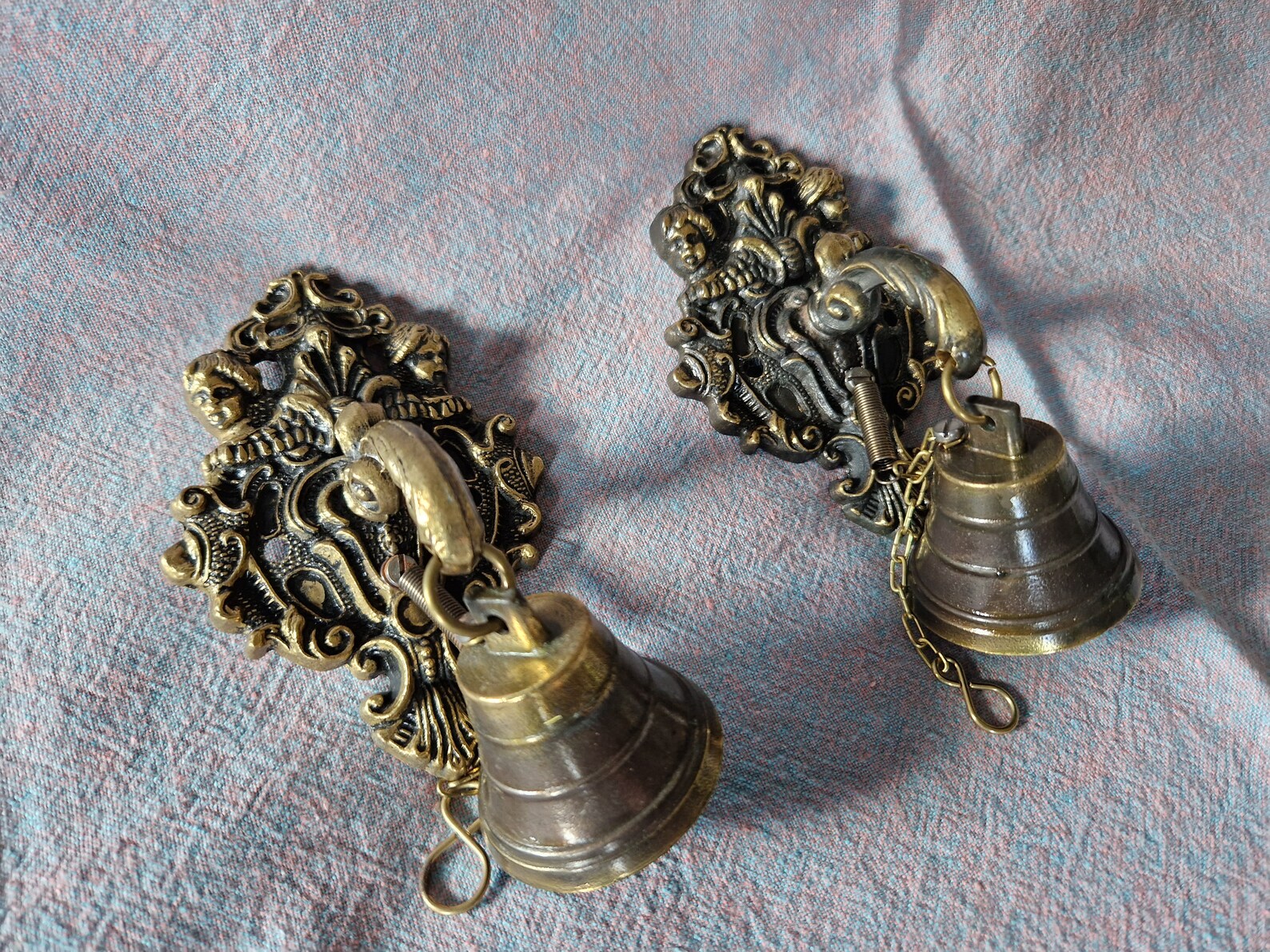Pair of Vintage Store Bells, Hanging Door Bell, Old Brass, Shopkeepers ...