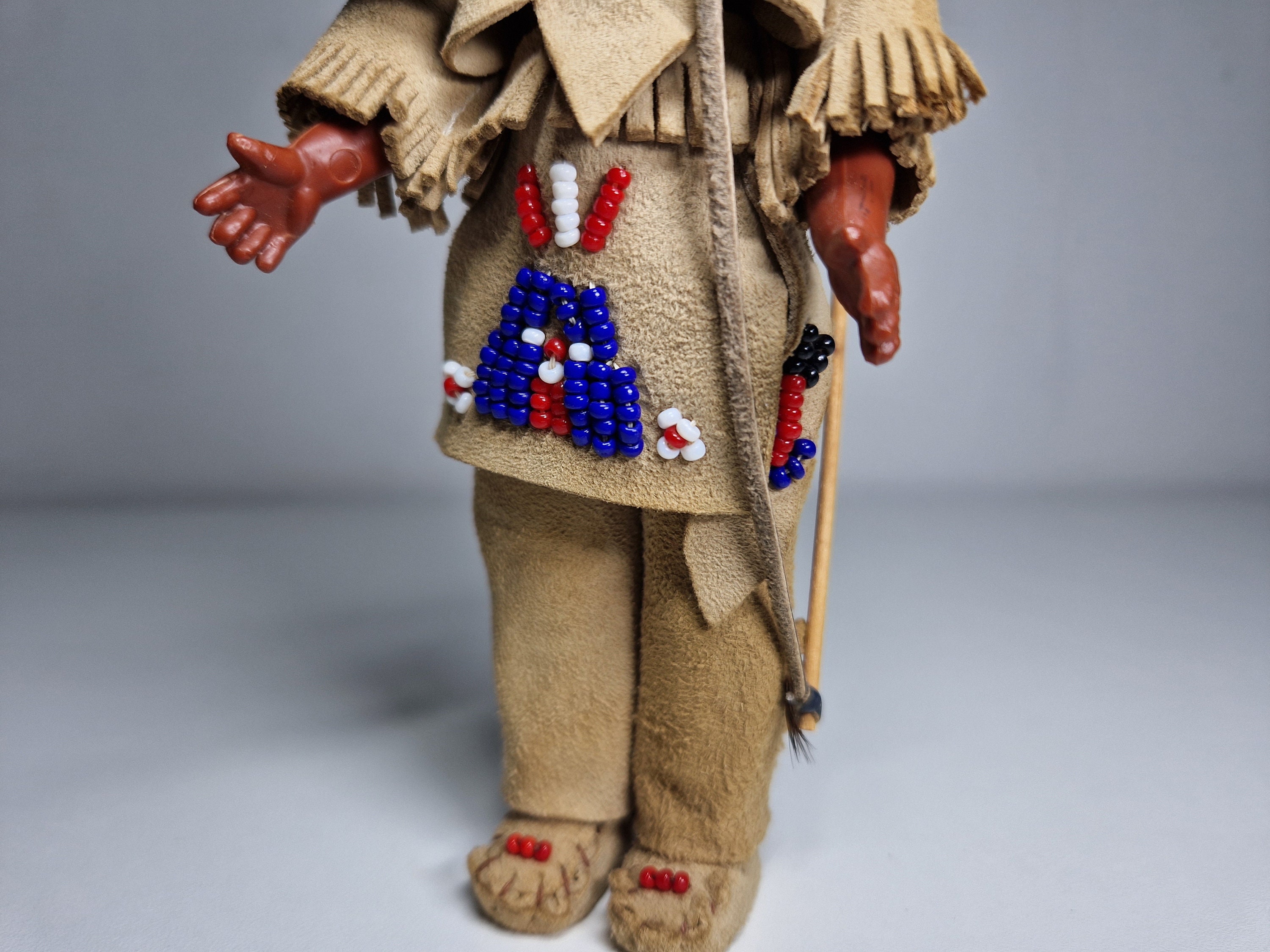 VINTAGE 1960s Native American Indian Doll, Handmade Costume Leather ...