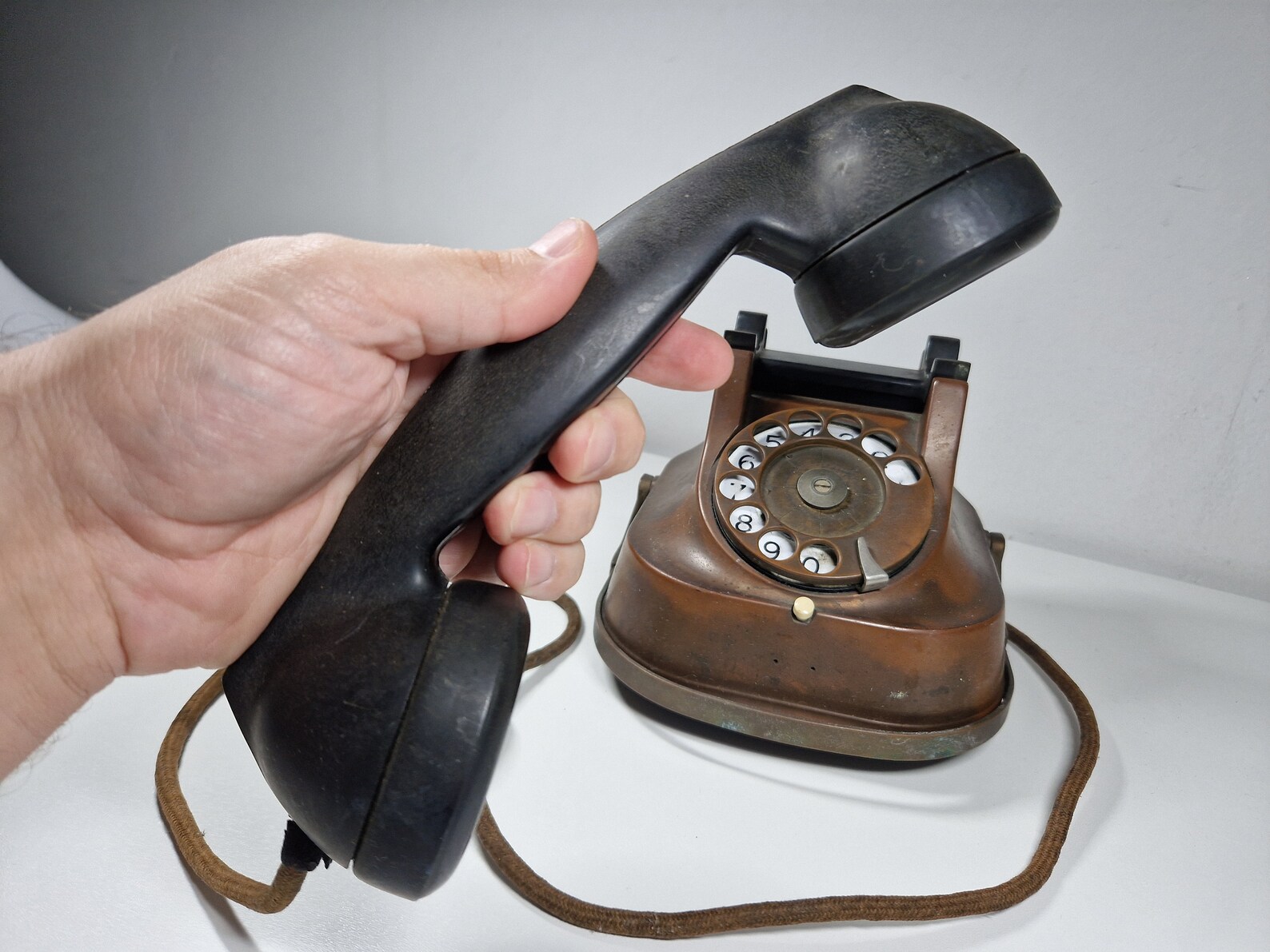 RTT 56B Copper Rotary Dial Table Vintage Desk Telephone, Old With ...