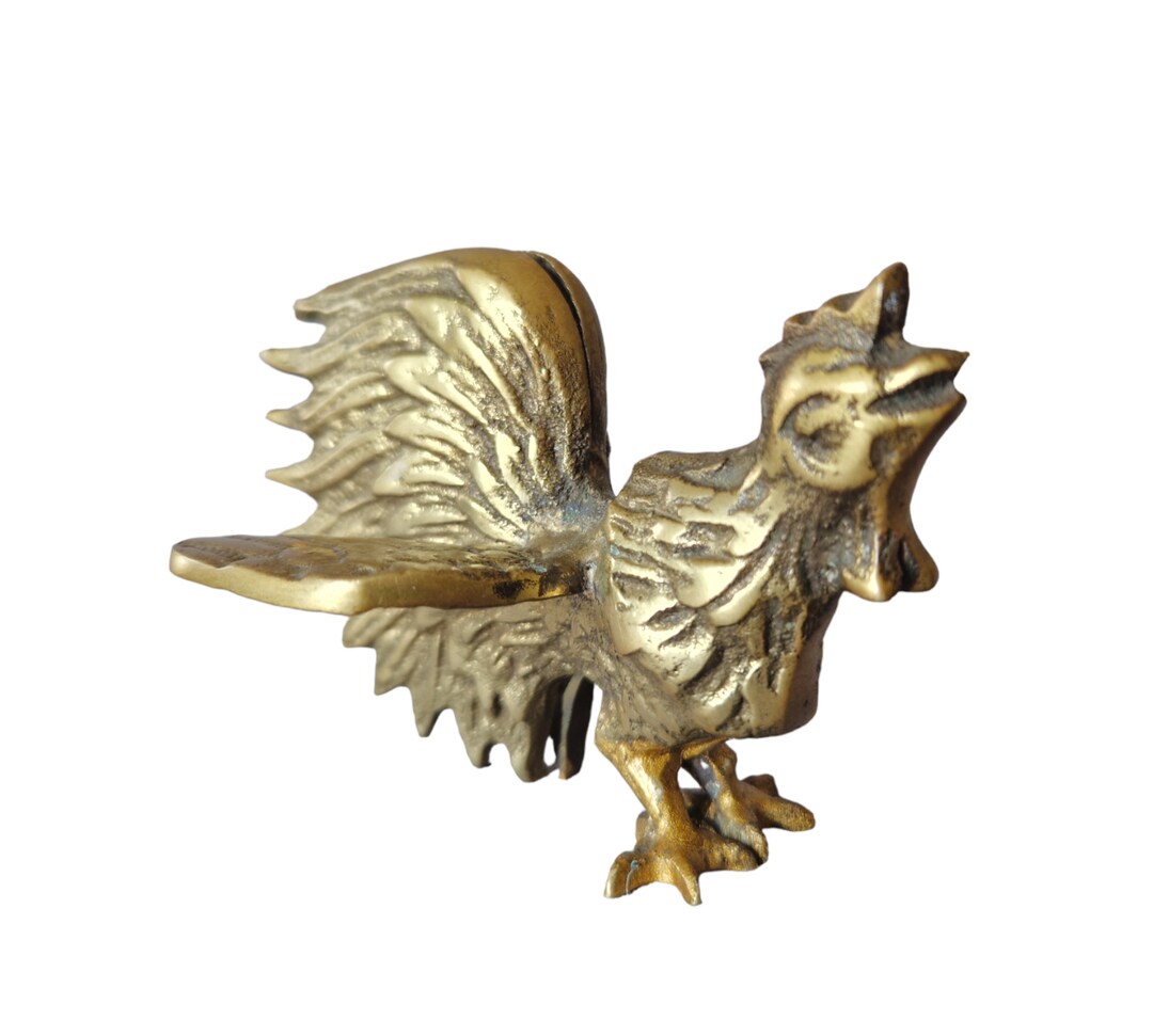Vintage Solid Brass COCKEREL, Rooster, Fighting Cockerel, Bird Figurine ...