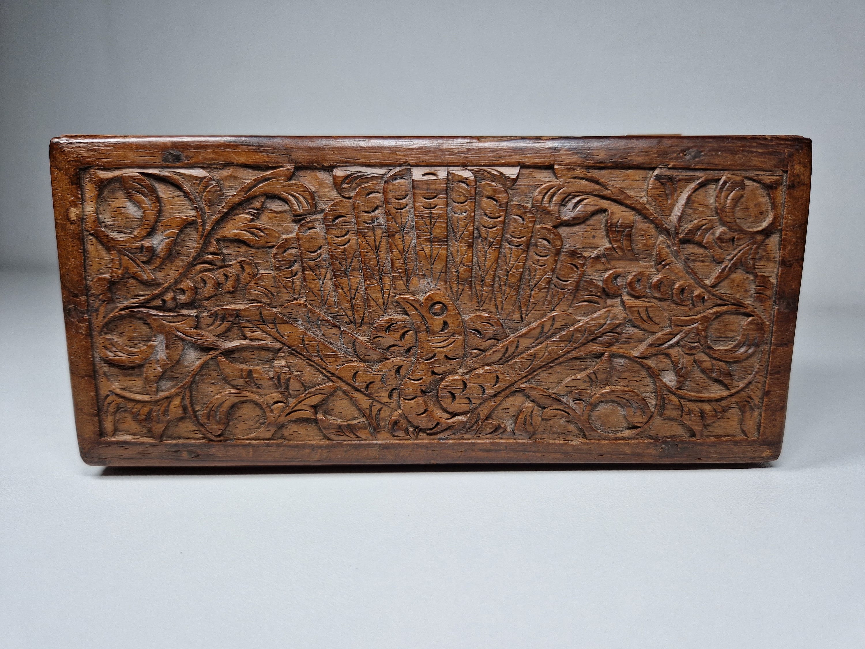 Hand-carved Wood Box Vintage Hand Carved Peacock Design - Etsy